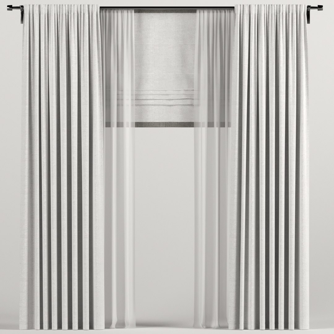 3D curtains roman white model - TurboSquid 1449243