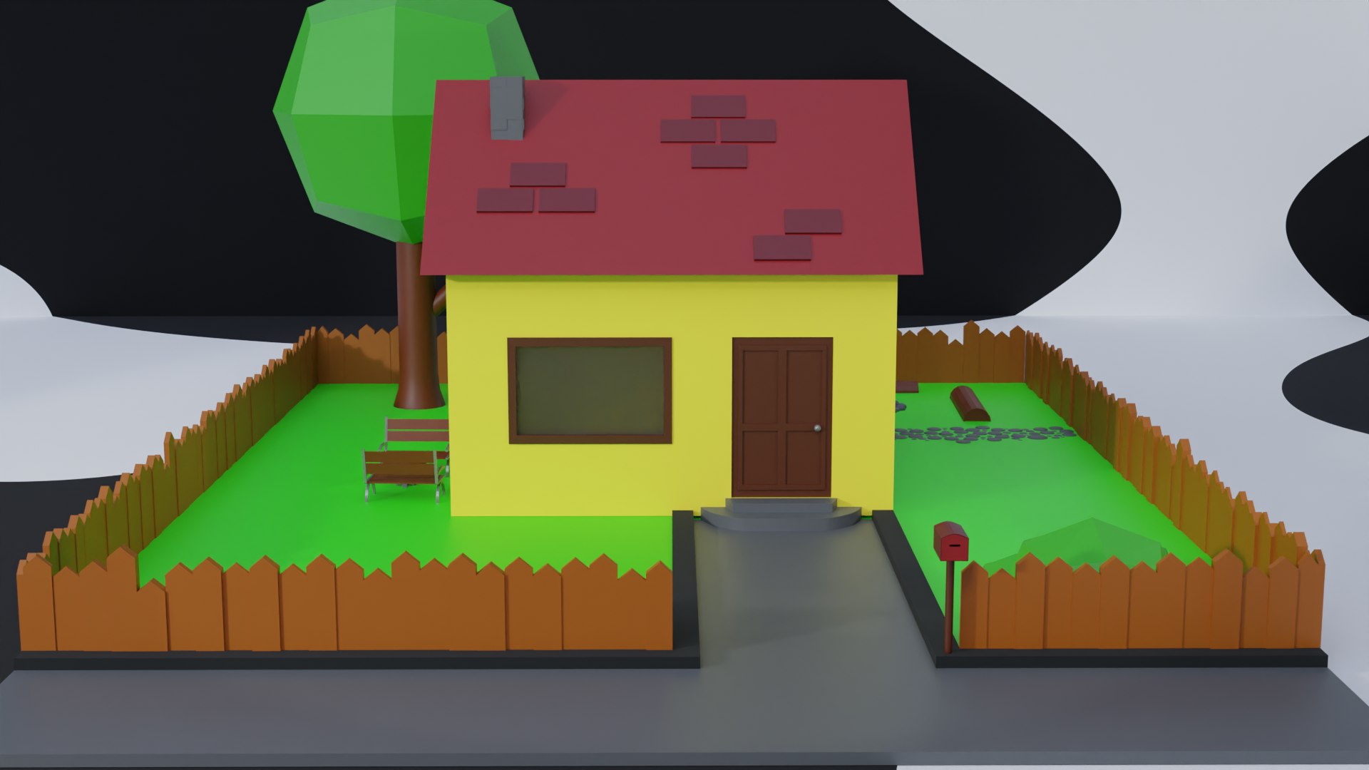 Simple House With Garden 3D Model - TurboSquid 2203419