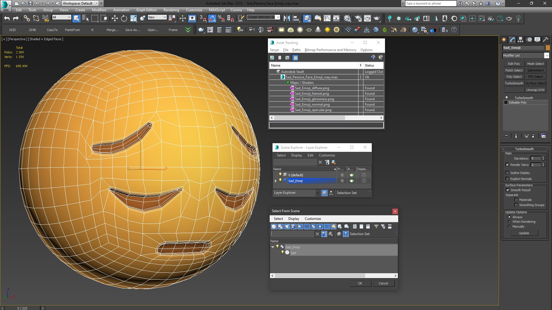 3D Sad Pensive Face Emoji - TurboSquid 1533414