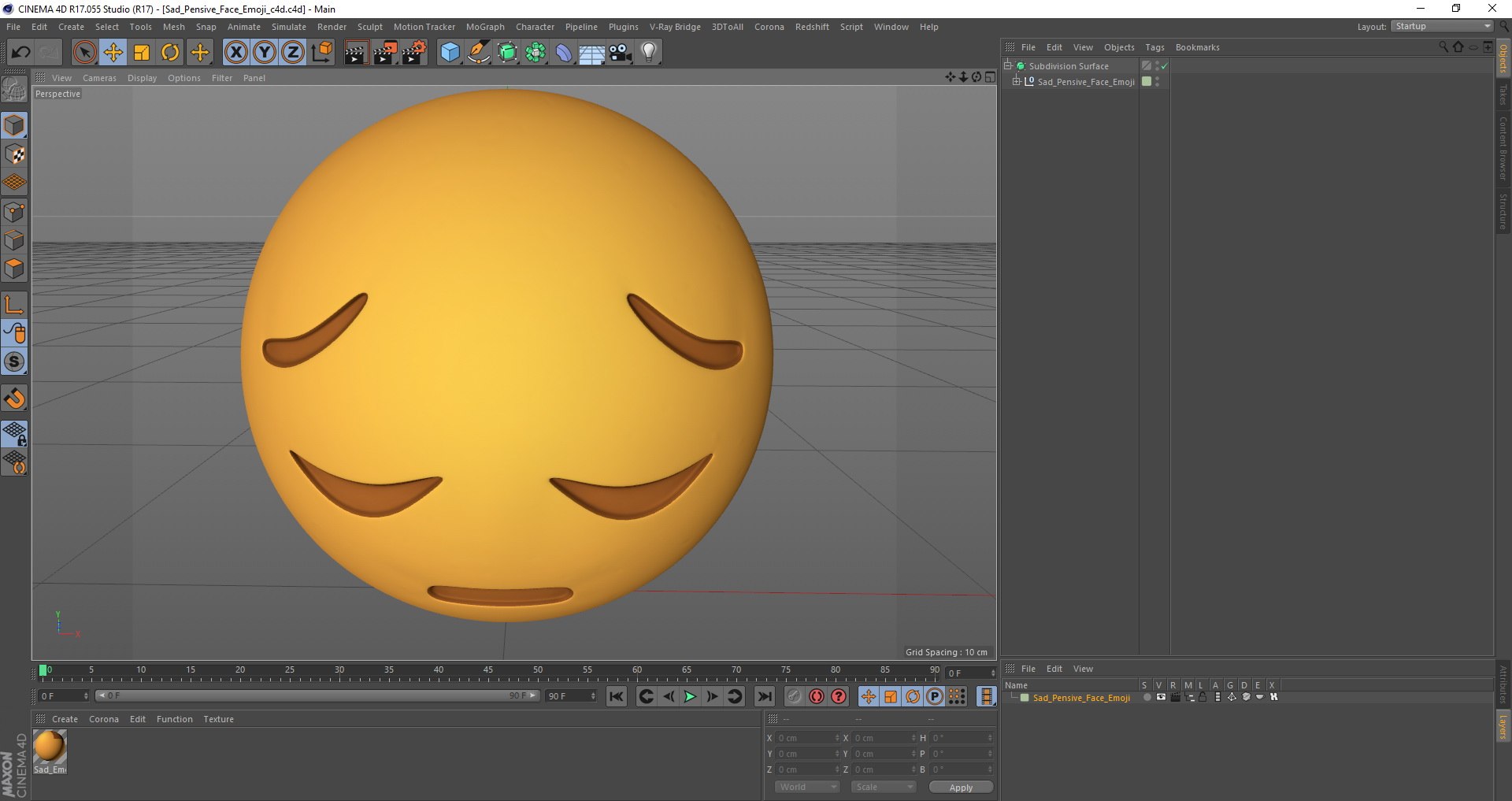 3D Sad Pensive Face Emoji - TurboSquid 1533414