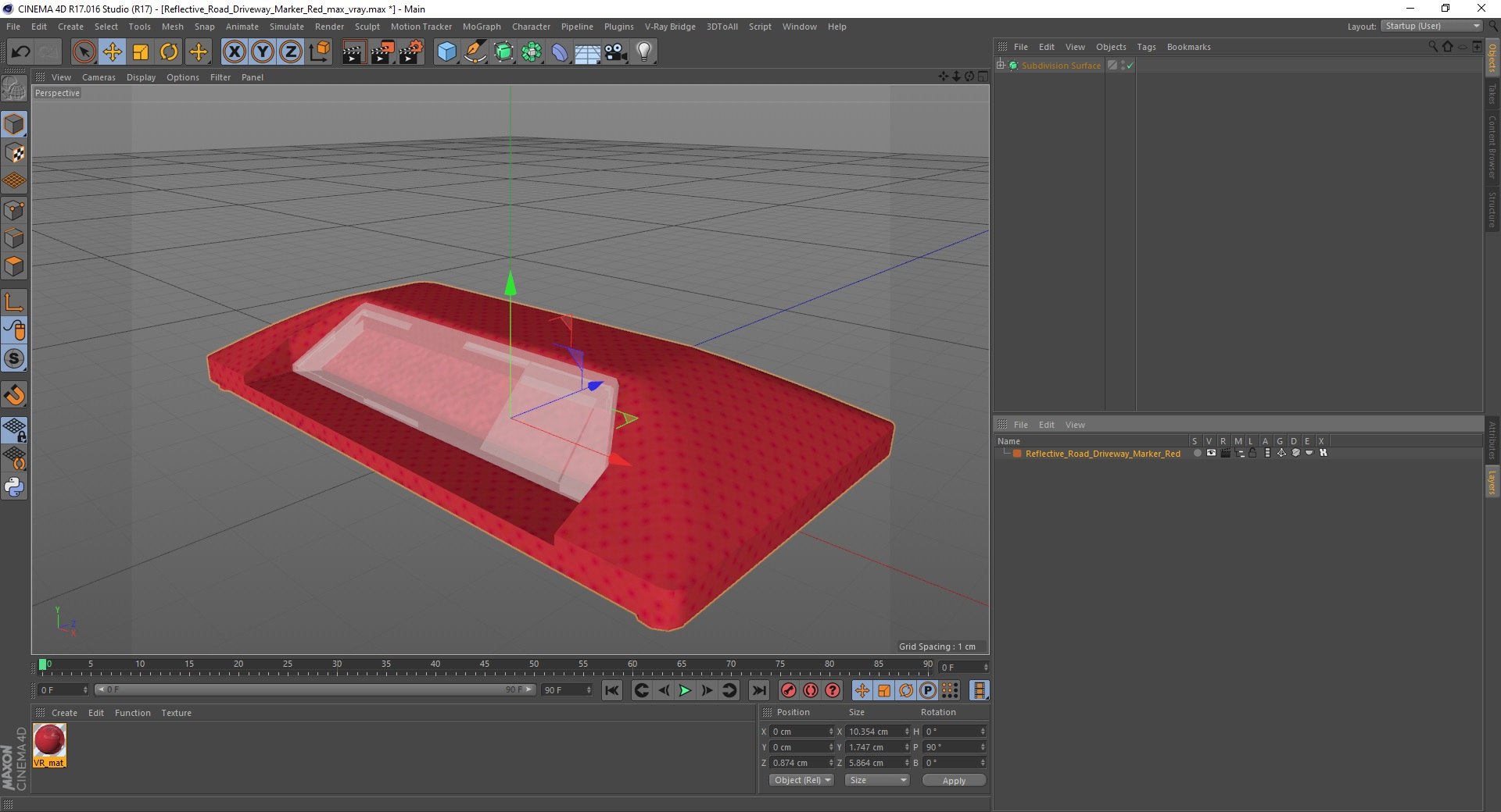 3D Reflective Road Driveway Marker Red - TurboSquid 2073303