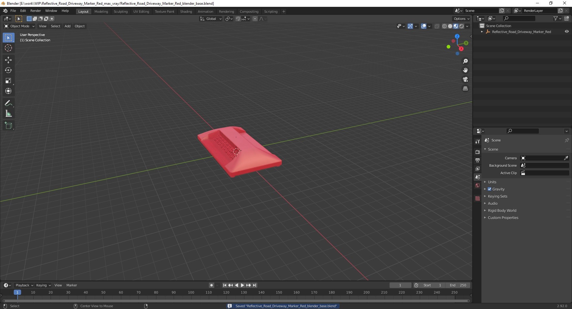 3D Reflective Road Driveway Marker Red - TurboSquid 2073303