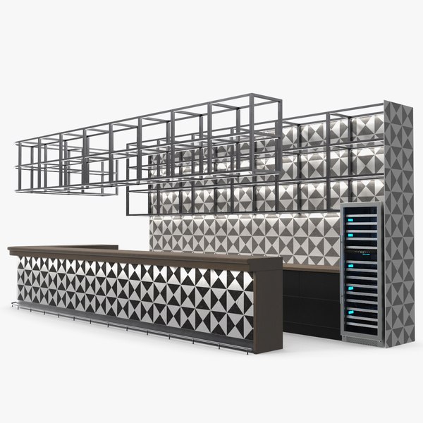 modelo 3d Barra de bar moderna con estantes - TurboSquid 2320998