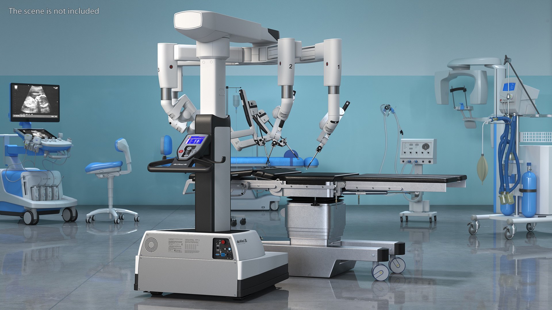 3D Surgical Robotic System da Vinci SI Rigged with Operating Table for ...