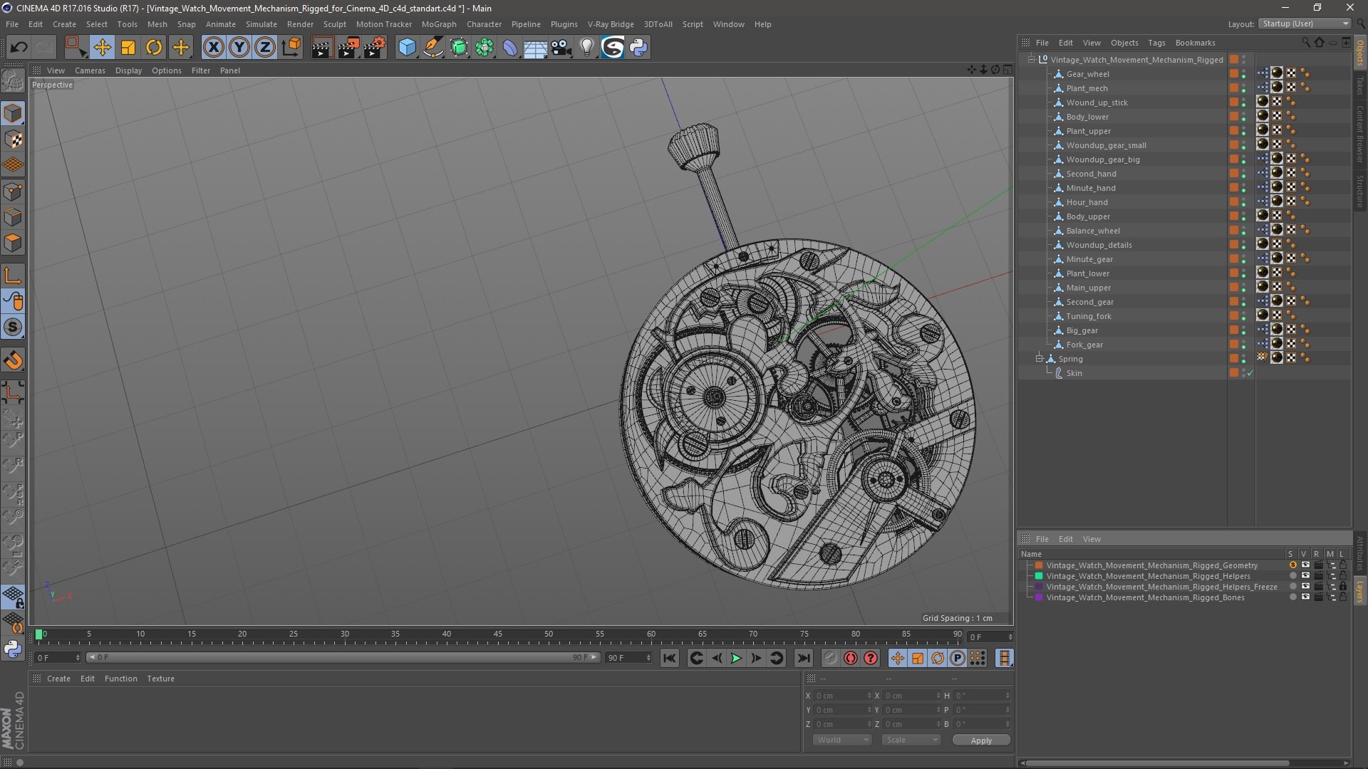 3D Vintage Watch Movement Mechanism Rigged For Cinema 4D Model ...