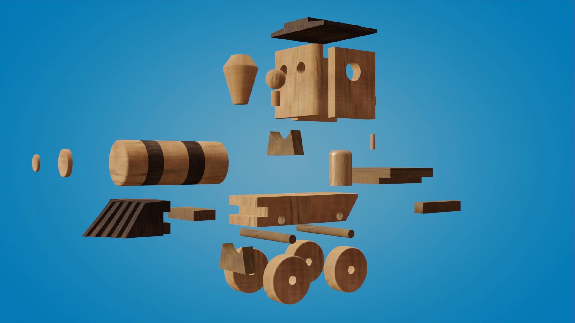 3D Handcrafted Wooden Locomotive Toy Train - TurboSquid 2470171