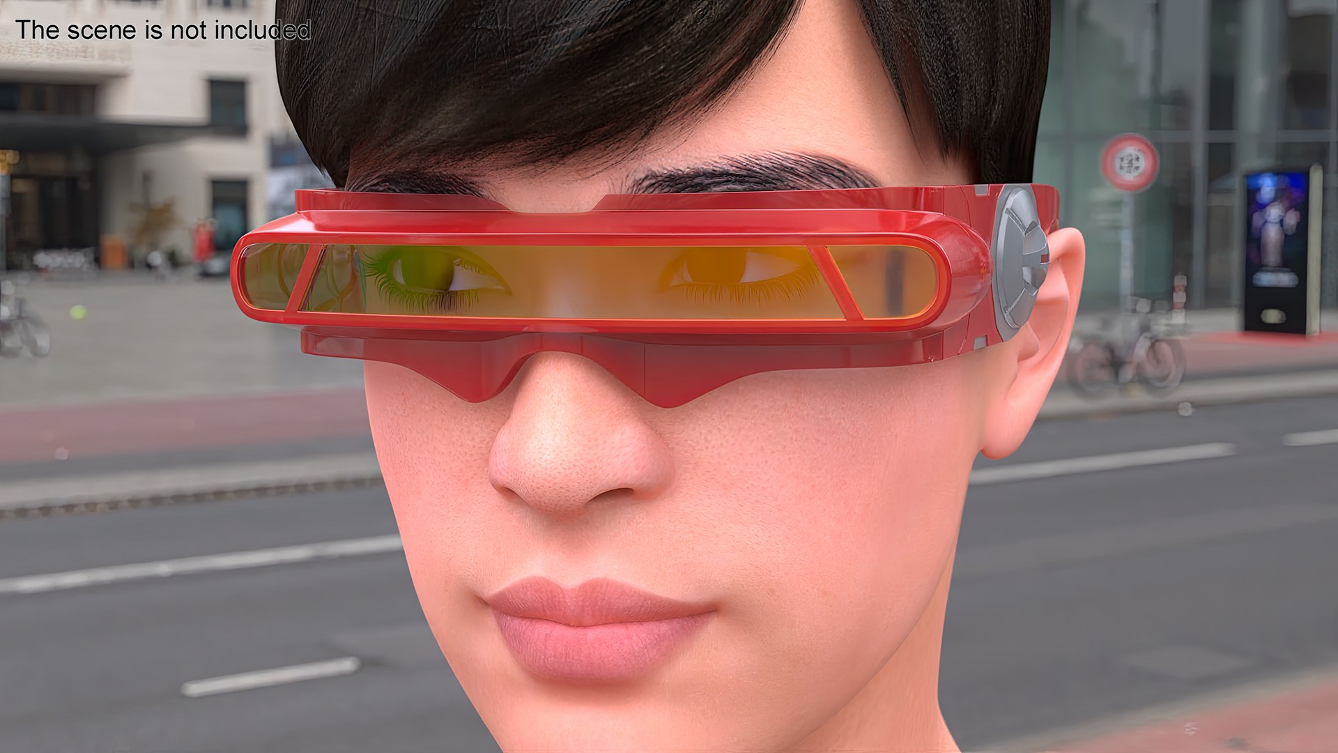 3D Futuristic Mono Lens Sunglasses Red - TurboSquid 2239803