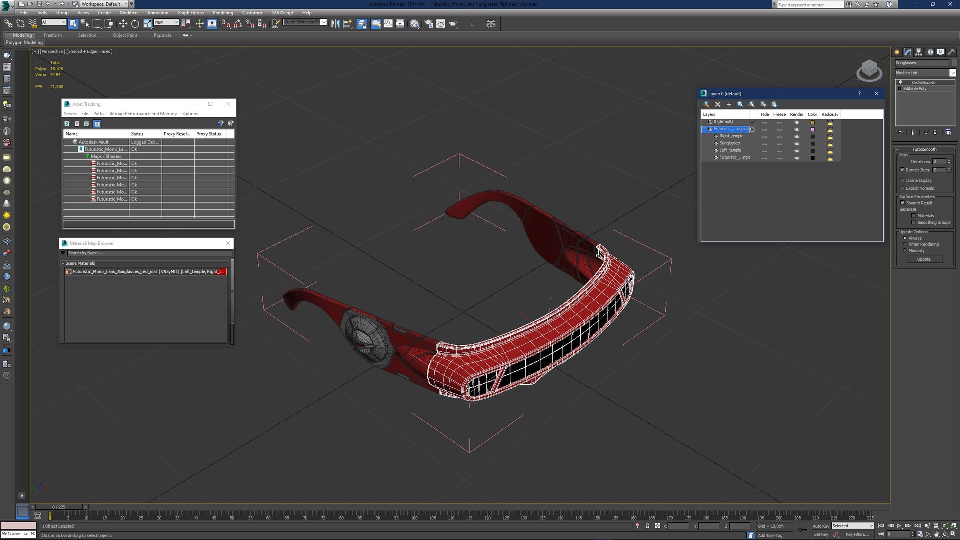 3D Futuristic Mono Lens Sunglasses Red - TurboSquid 2239803