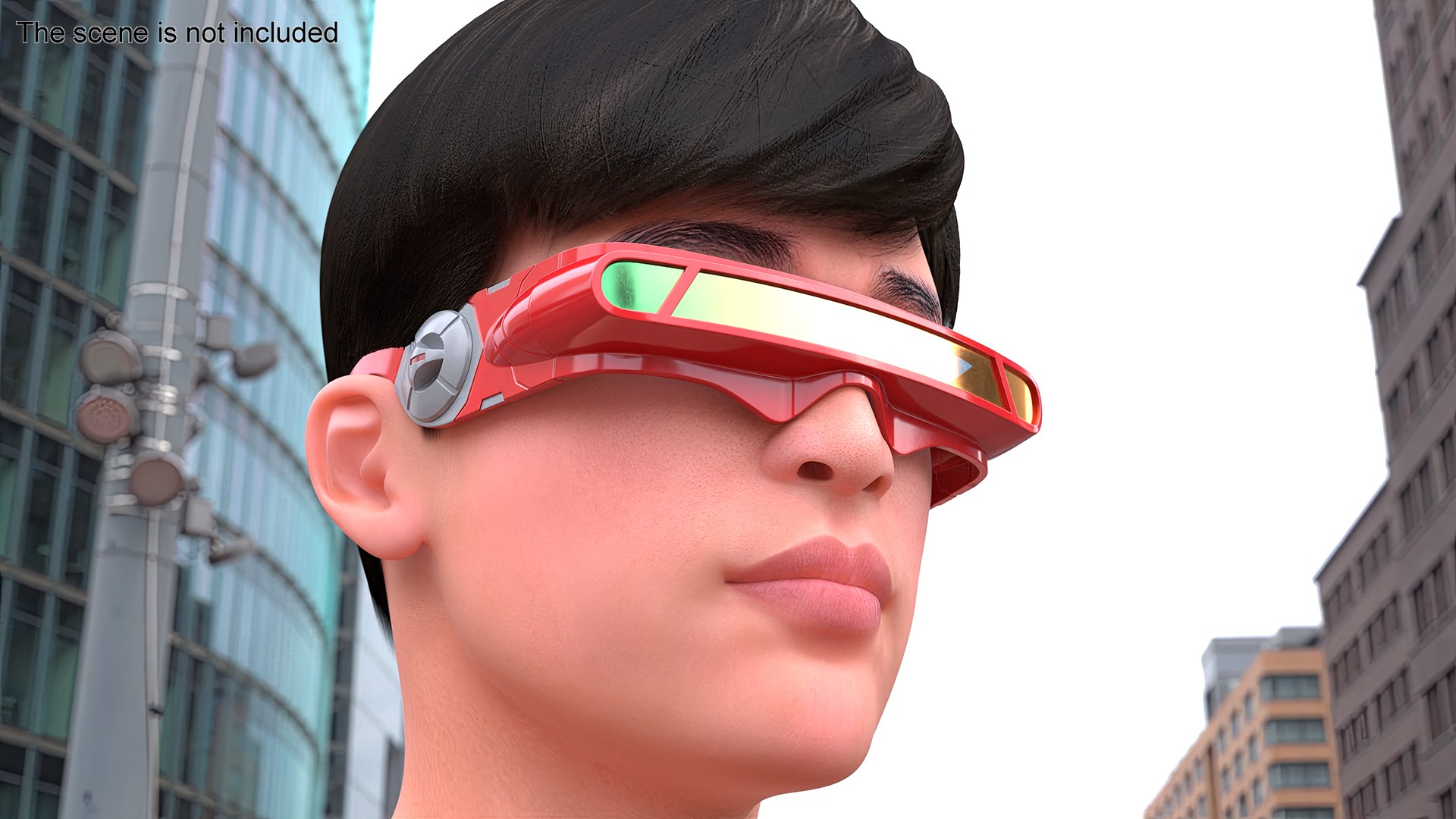 3D Futuristic Mono Lens Sunglasses Red - TurboSquid 2239803