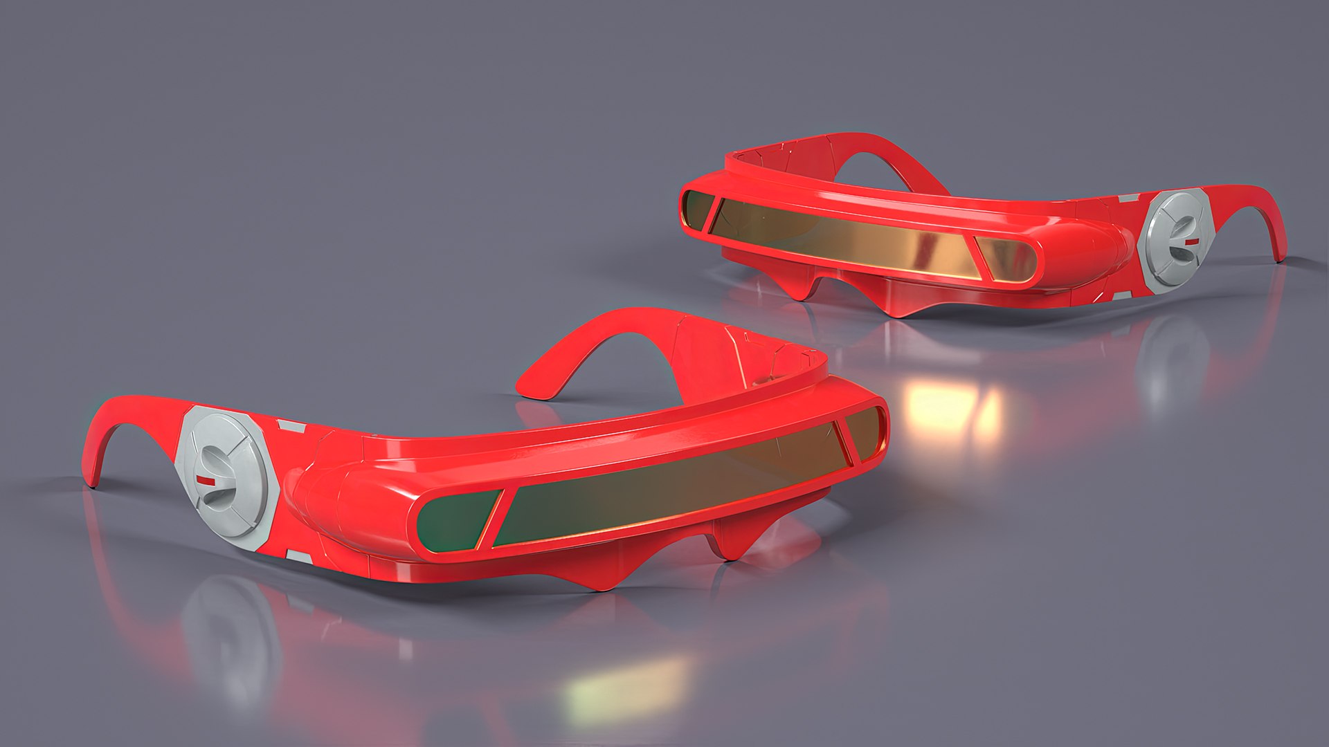 3D Futuristic Mono Lens Sunglasses Red - TurboSquid 2239803