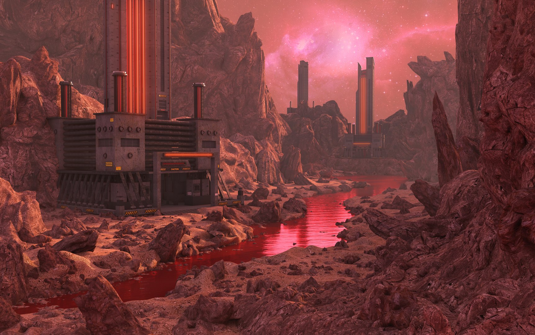 Scifi Machine Buildings Mars Environment 3D Model - TurboSquid 1802582