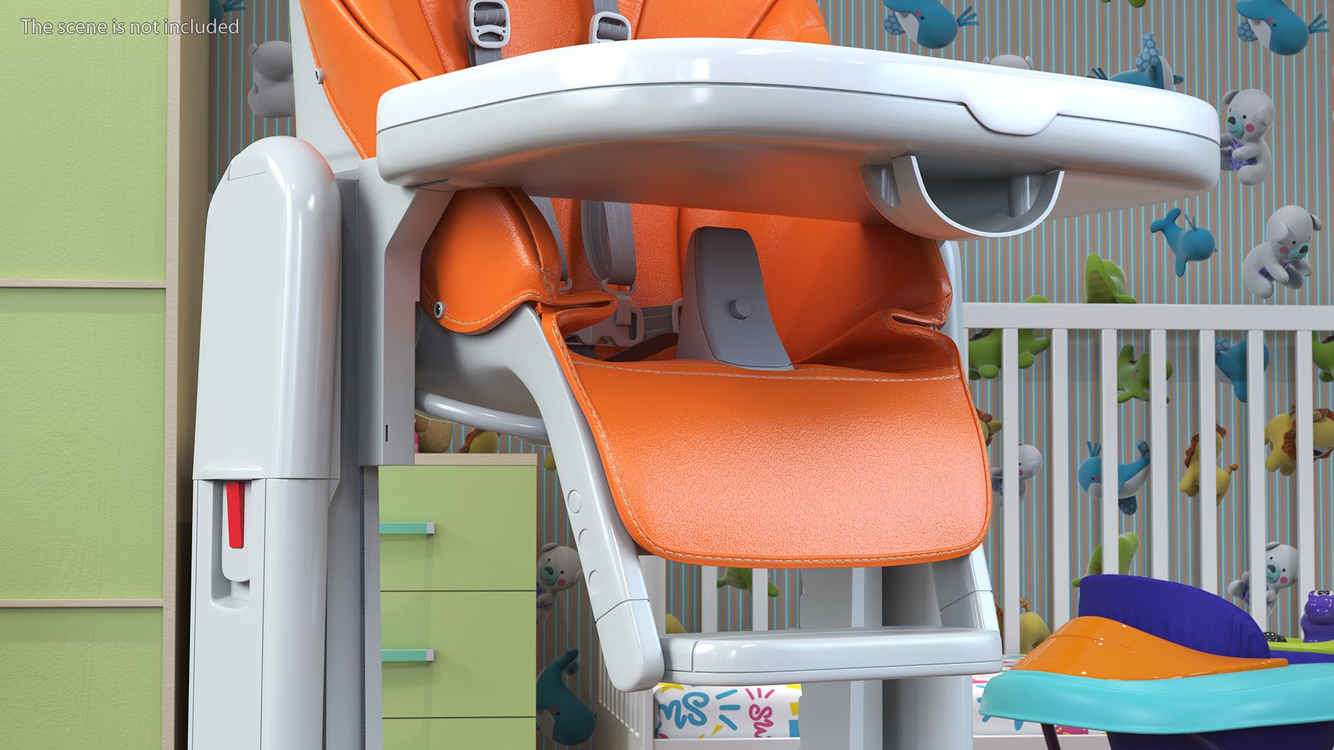 3D Folding High Chair Vertical Orange Rigged - TurboSquid 2168192