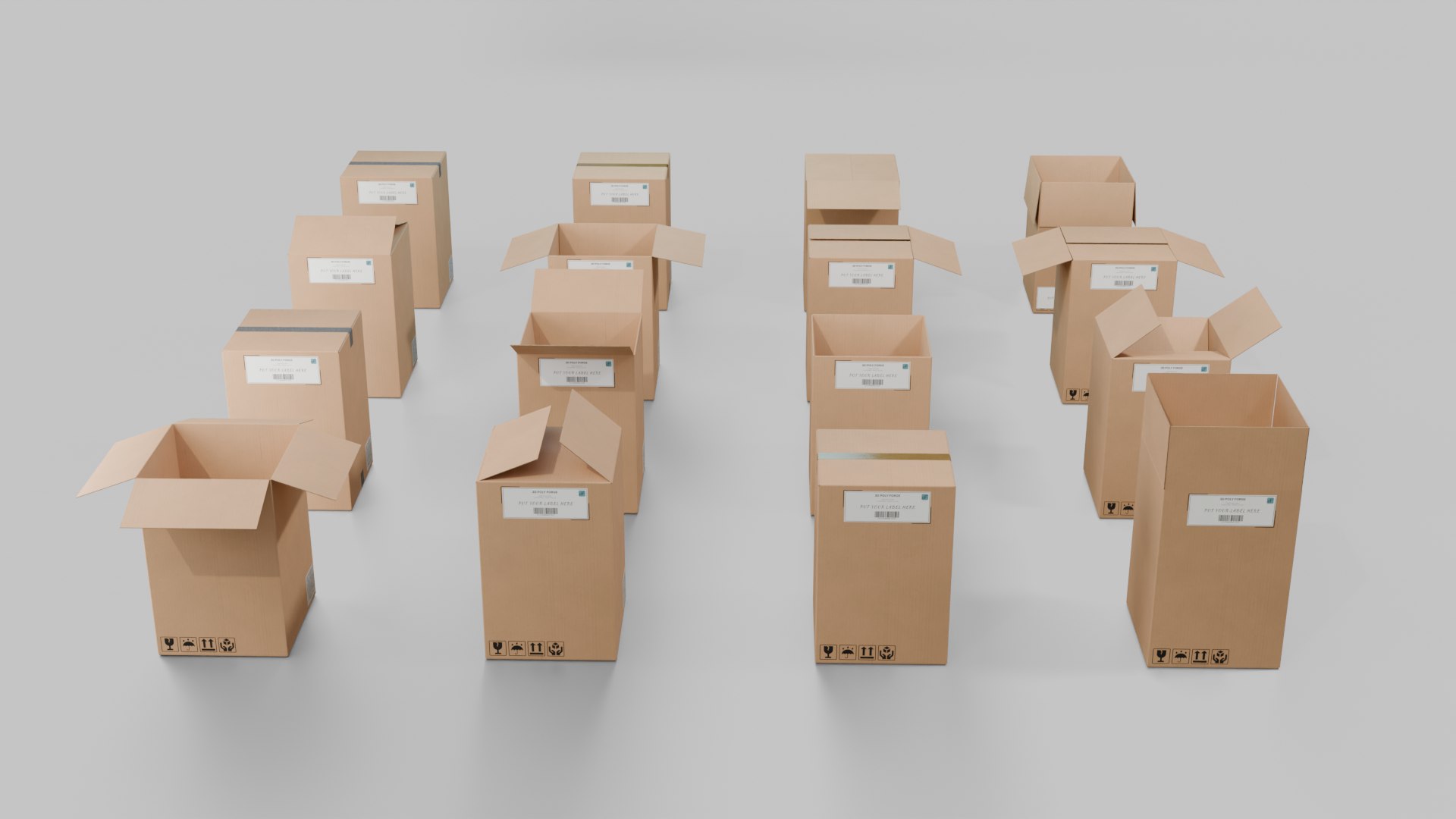 3D Cardboard Cube Deep Storage Box - Rigged And Fully Customizable ...