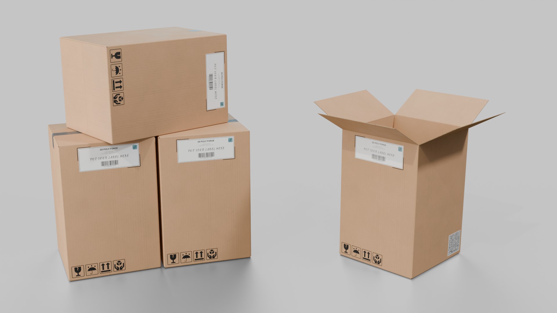 3D Cardboard Cube Deep Storage Box - Rigged And Fully Customizable ...