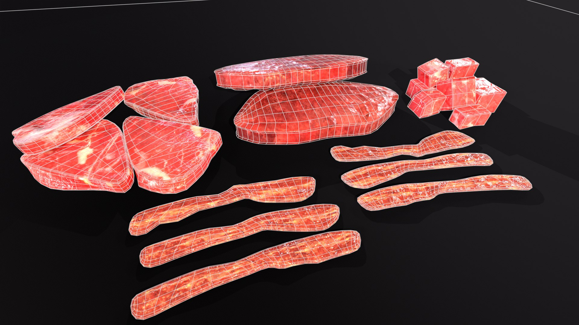 Raw Meat and Bacon 3D model - TurboSquid 2175275