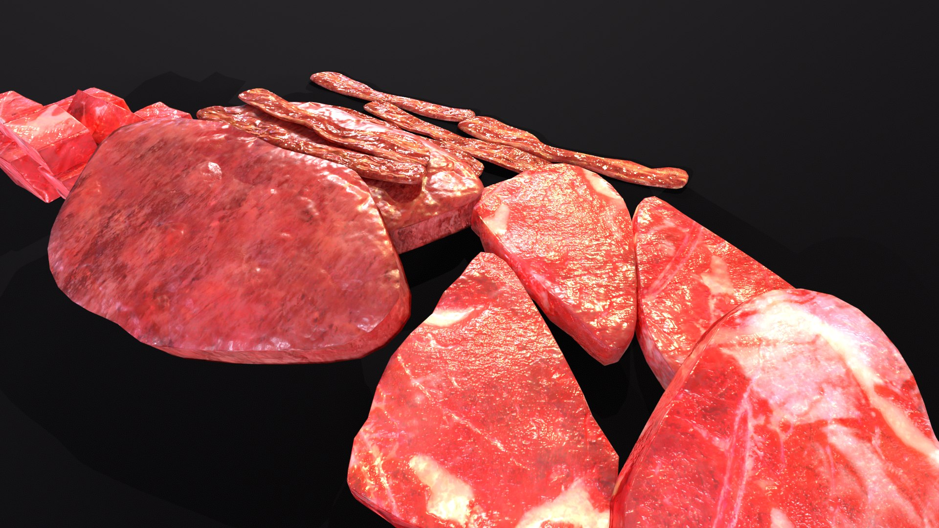 Raw Meat and Bacon 3D model - TurboSquid 2175275