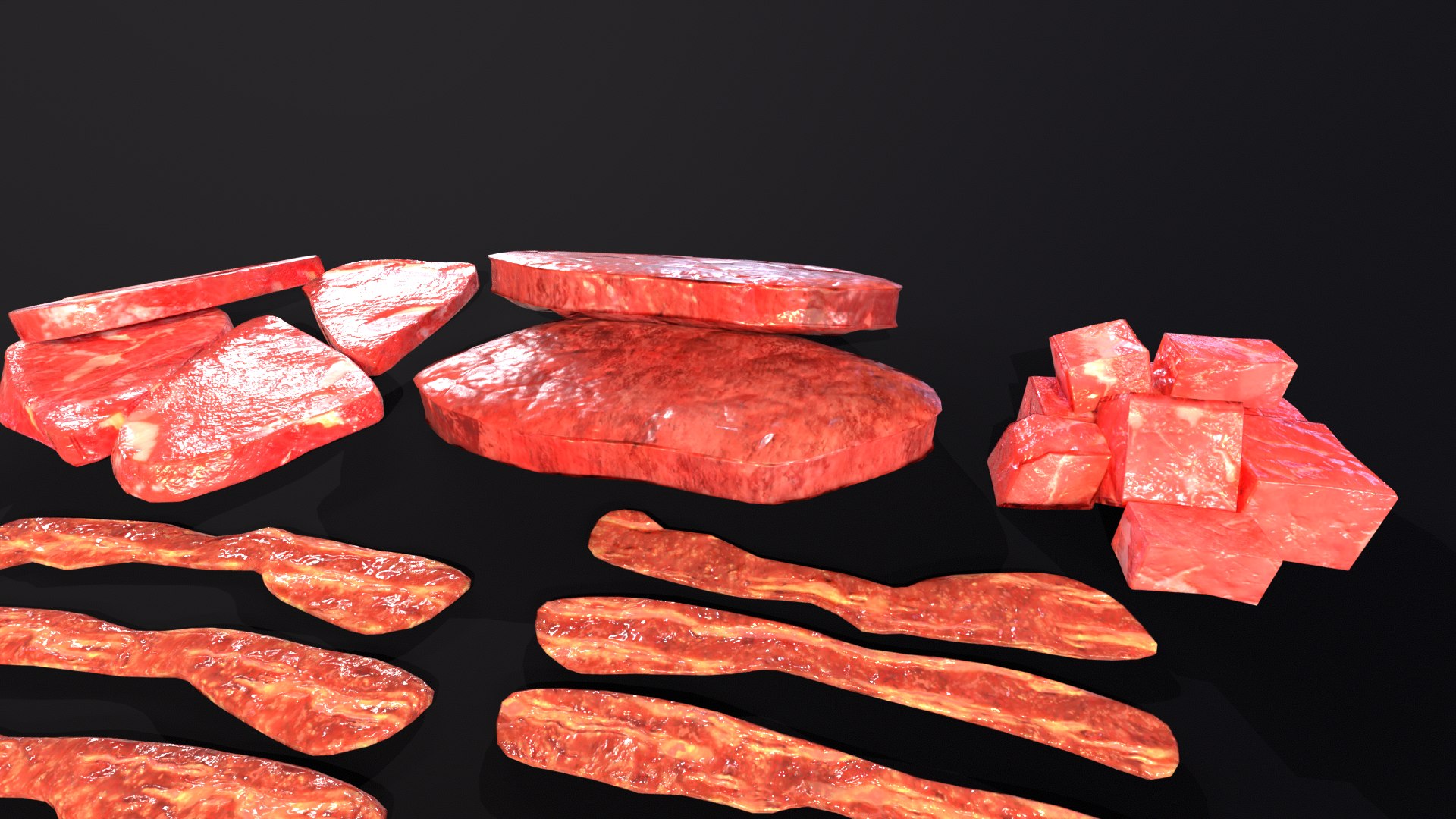 Raw Meat and Bacon 3D model - TurboSquid 2175275