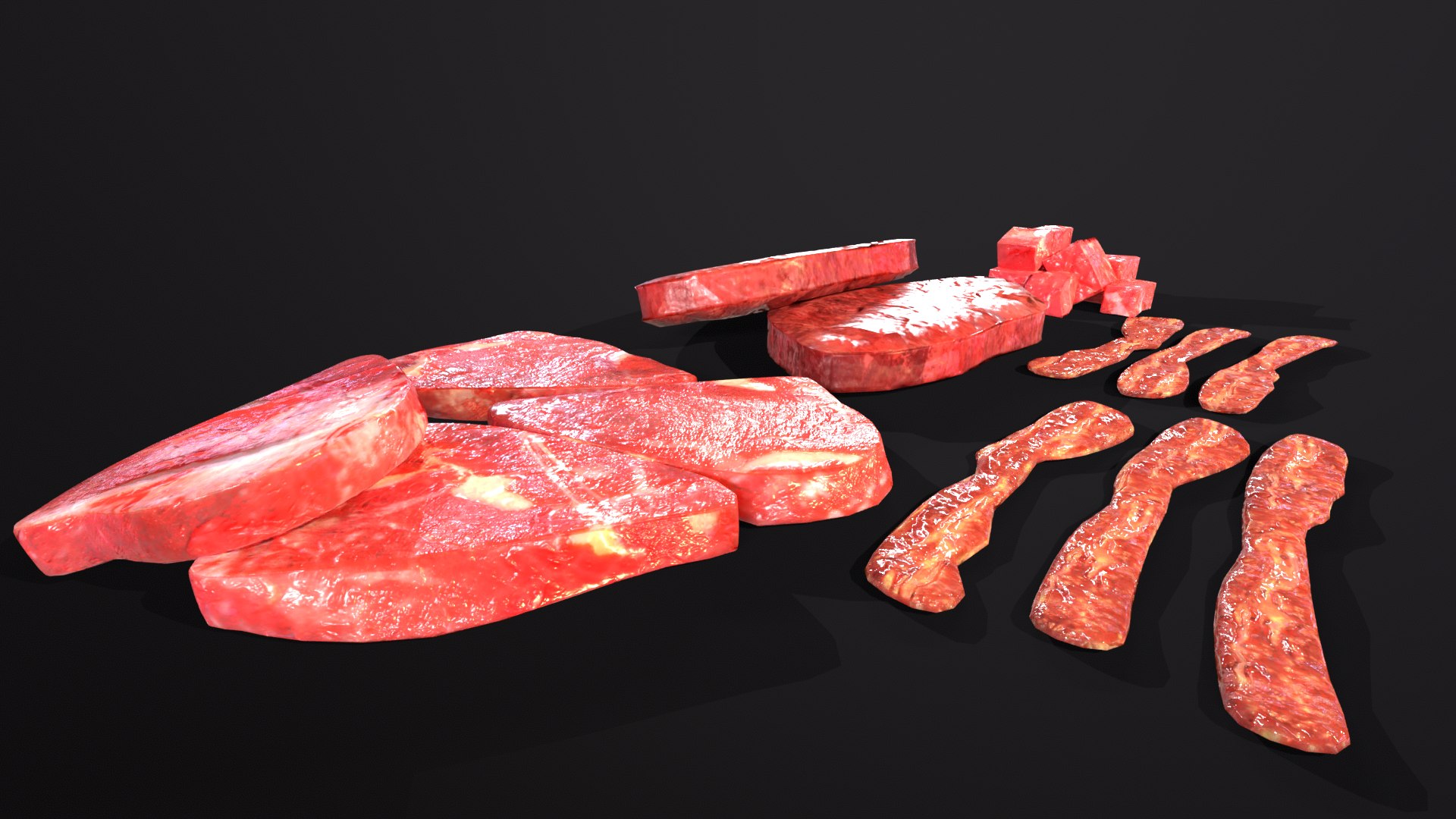 Raw Meat and Bacon 3D model - TurboSquid 2175275