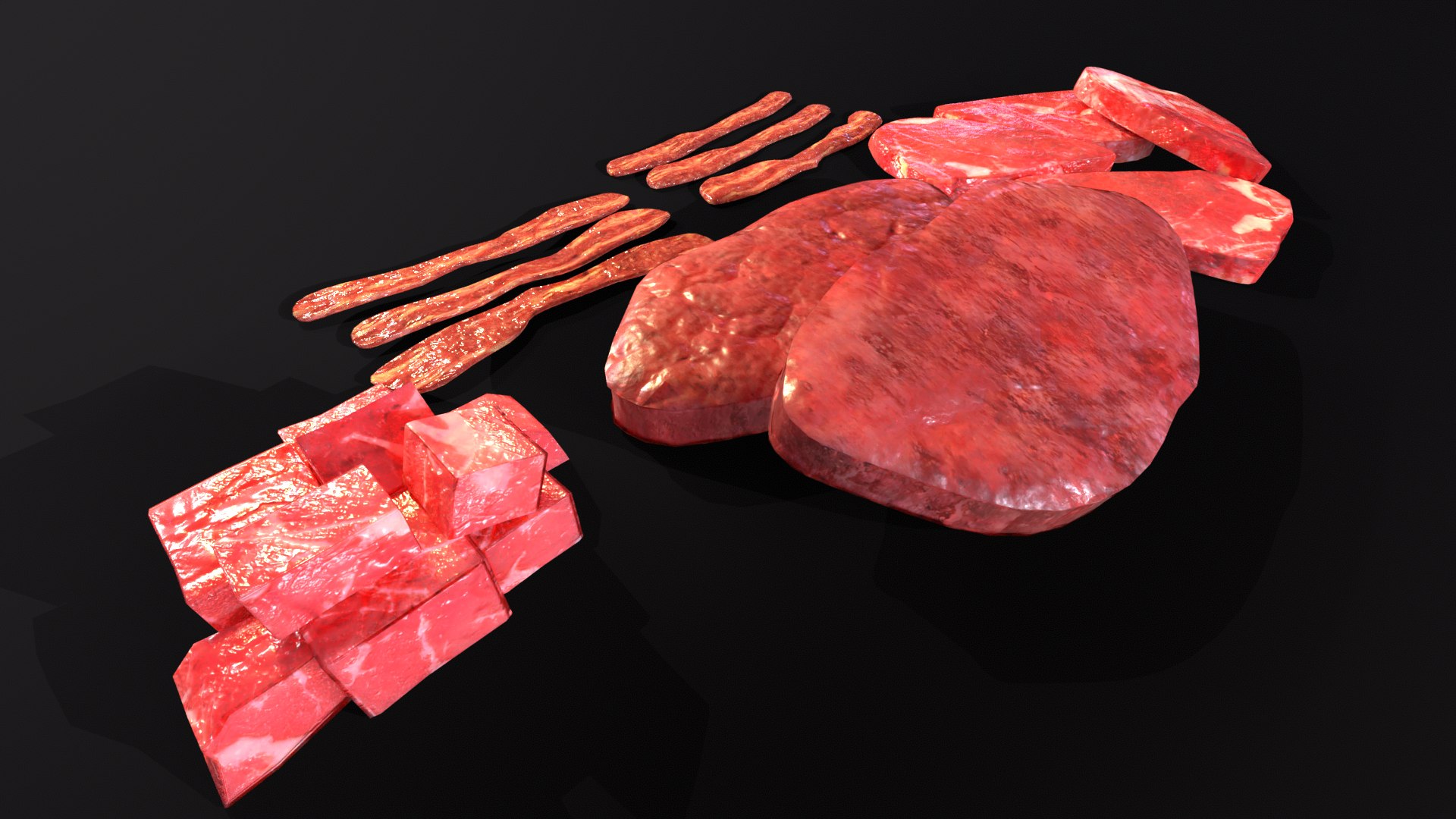 Raw Meat and Bacon 3D model - TurboSquid 2175275