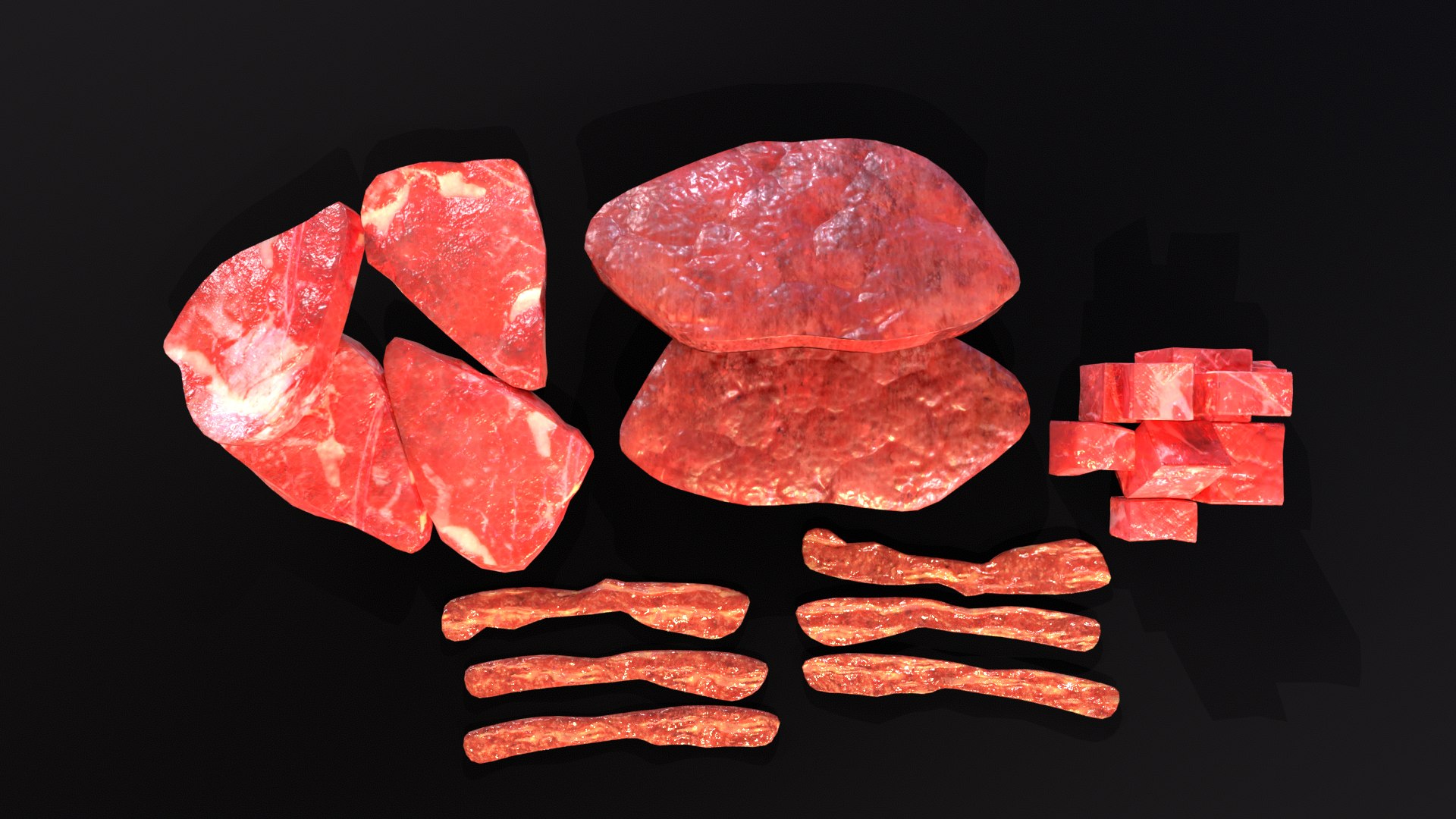 Raw Meat and Bacon 3D model - TurboSquid 2175275