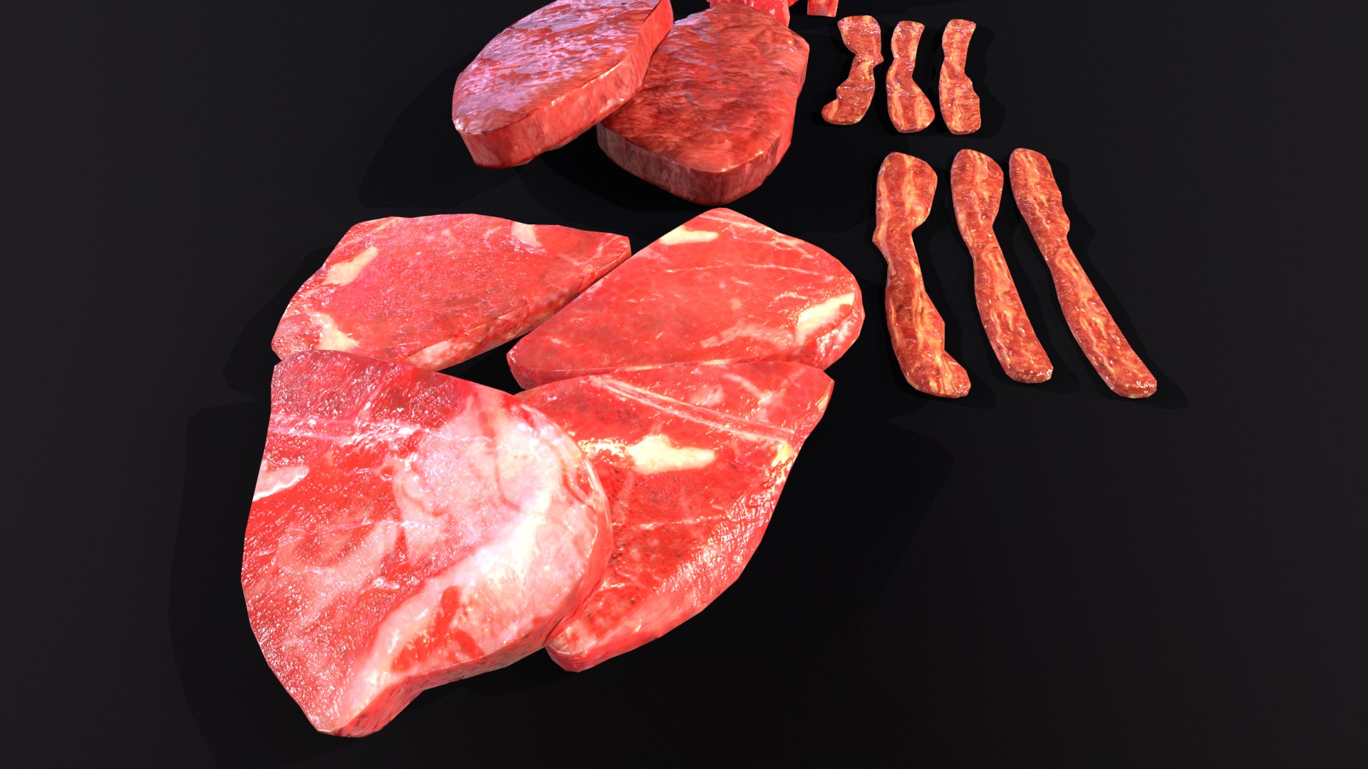 Raw Meat and Bacon 3D model - TurboSquid 2175275