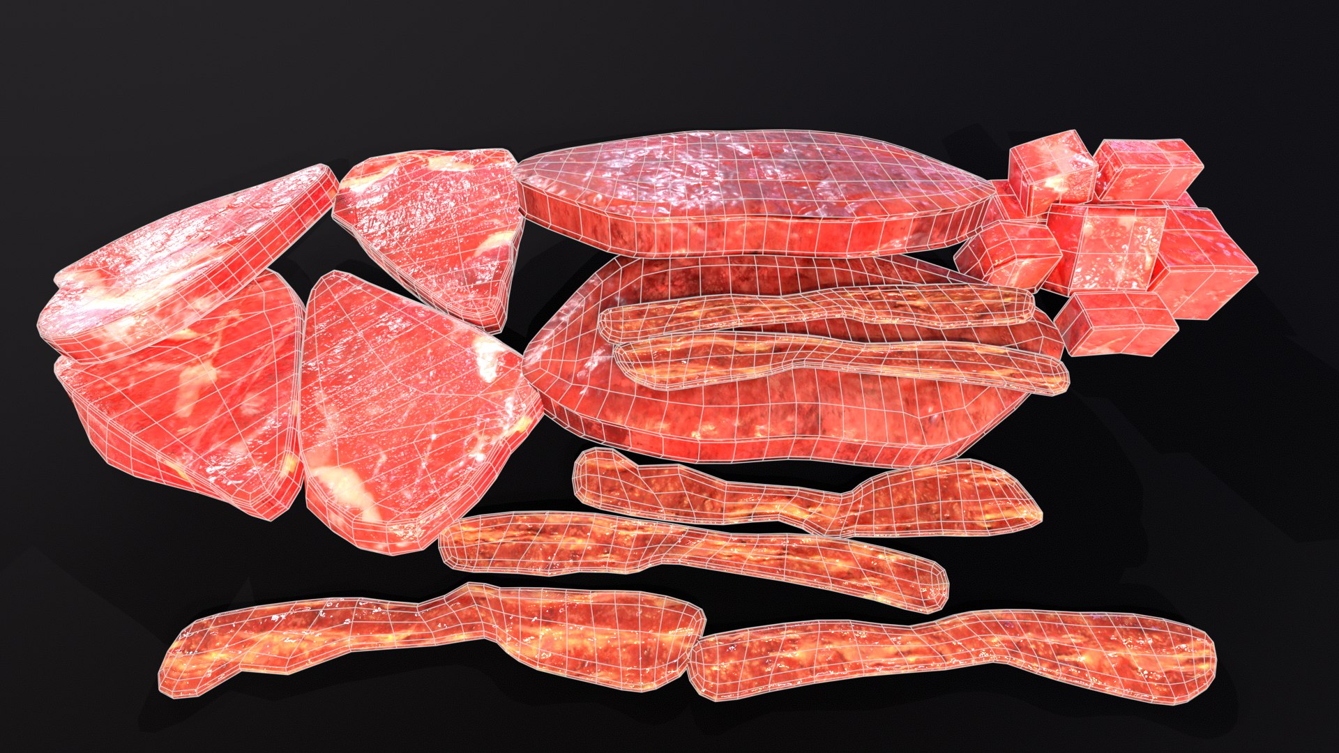 Raw Meat and Bacon 3D model - TurboSquid 2175275