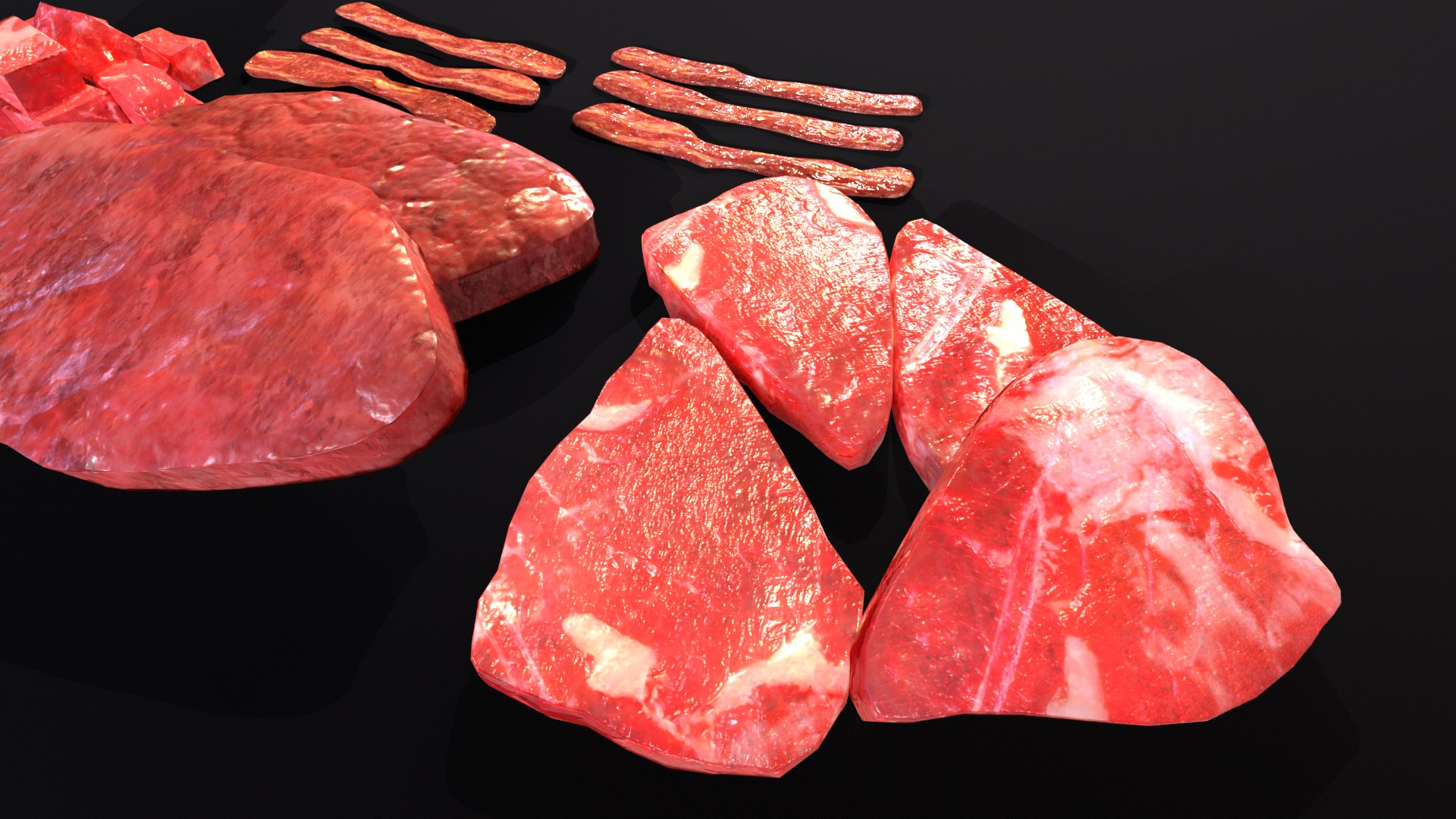 Raw Meat and Bacon 3D model - TurboSquid 2175275