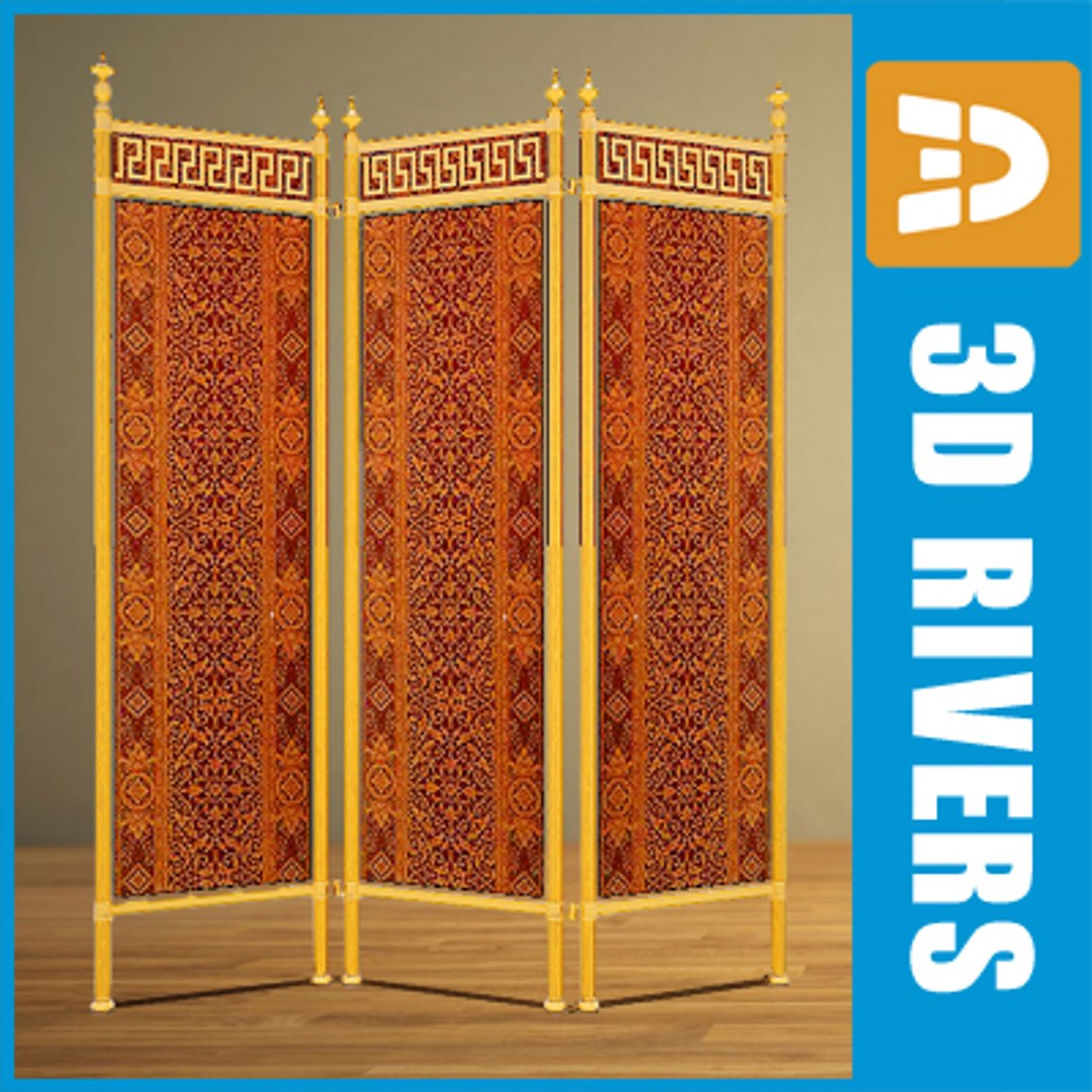 Retro Folding Screen Old 3d Model