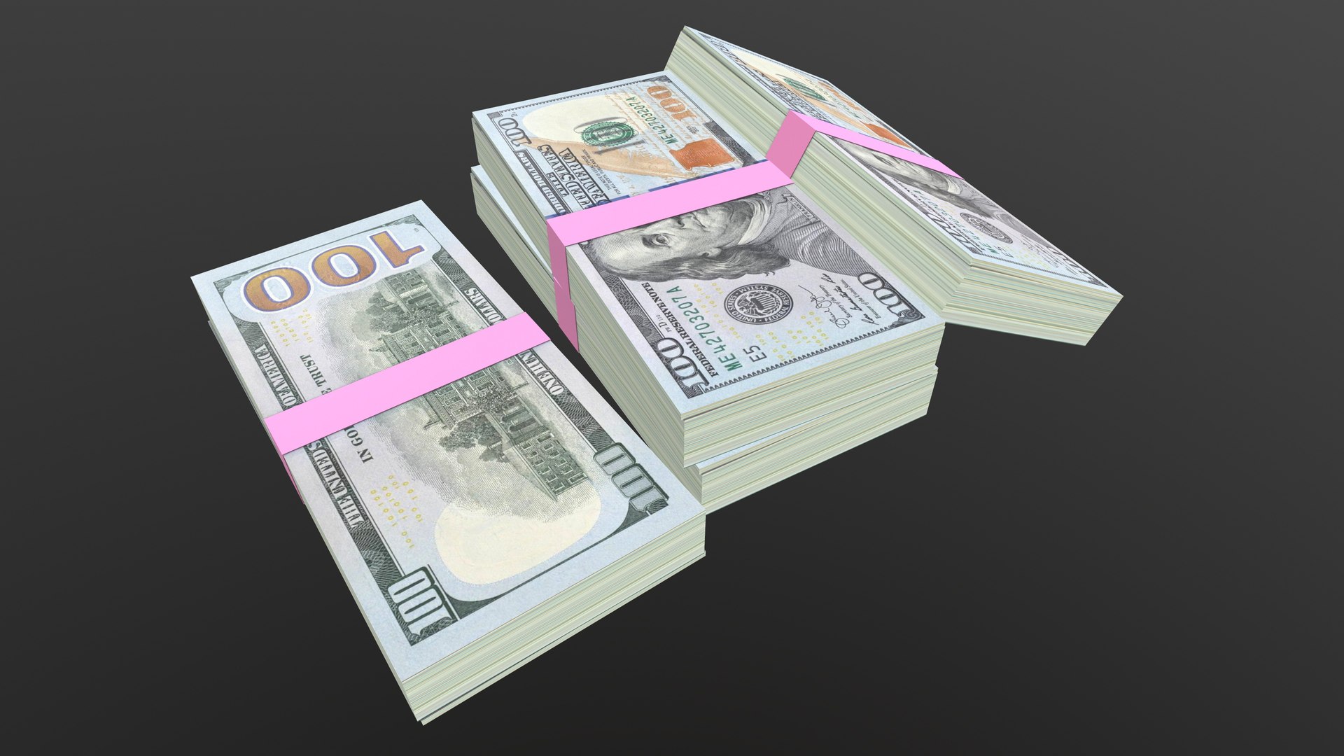 100 Dollar Note Currency Bundle AR VR PBR 3D Model - TurboSquid 2007466