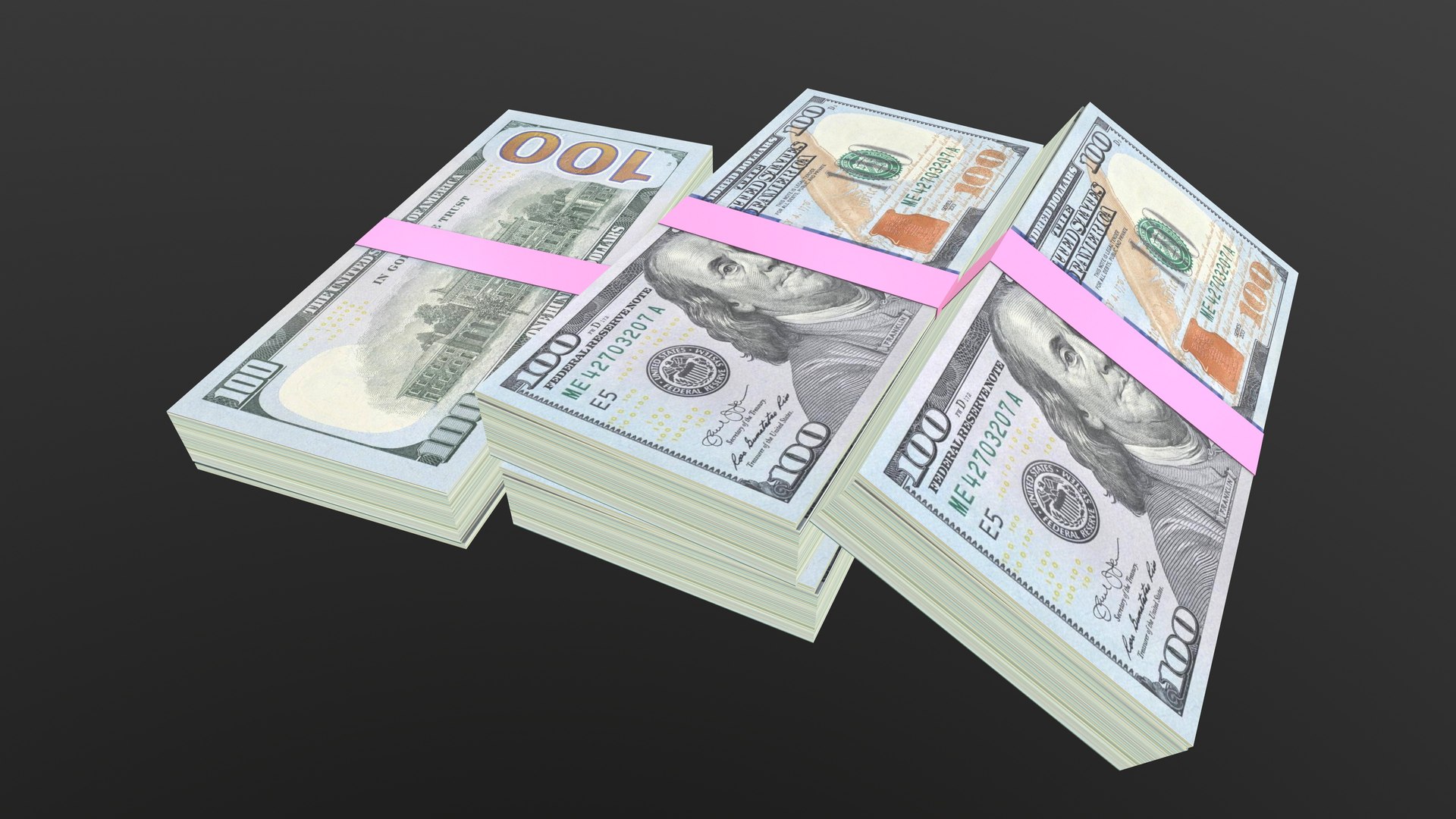 100 Dollar Note Currency Bundle AR VR PBR 3D Model - TurboSquid 2007466