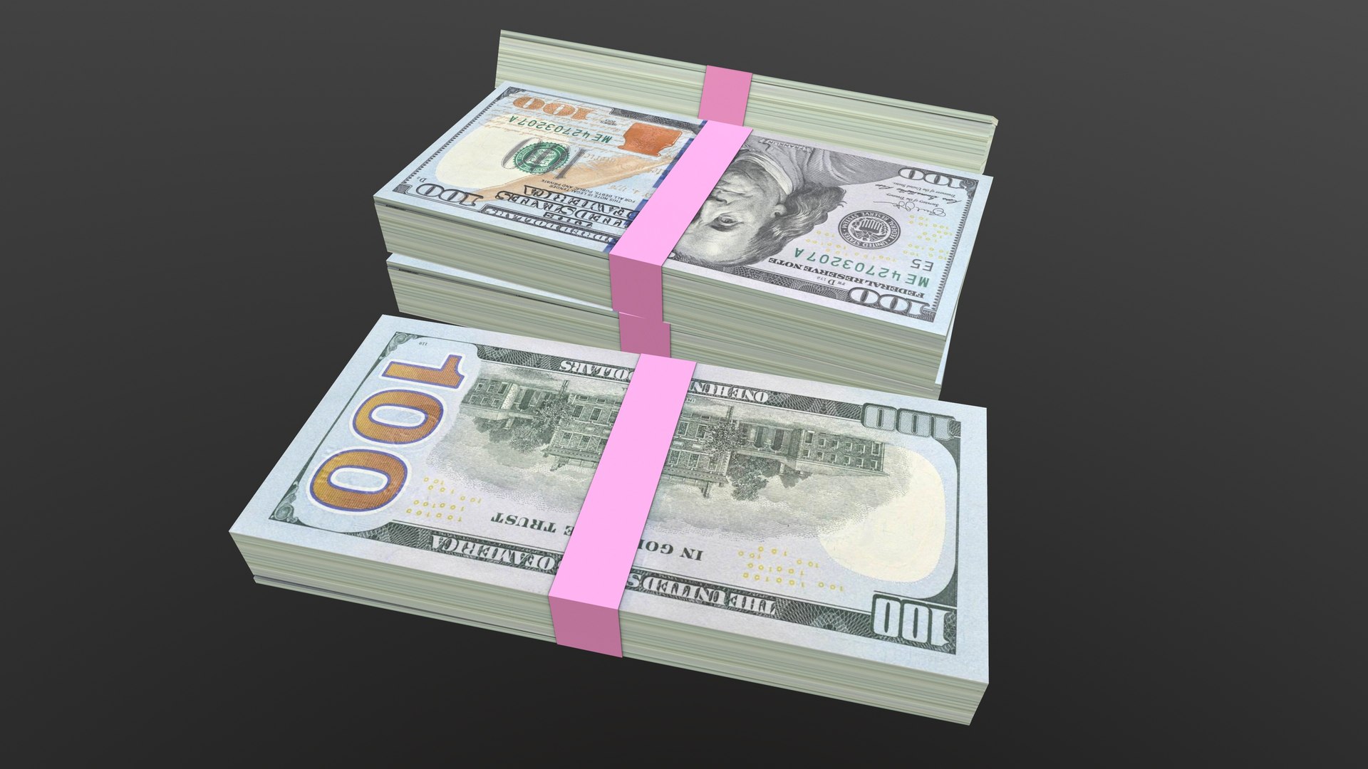 100 Dollar Note Currency Bundle AR VR PBR 3D Model - TurboSquid 2007466