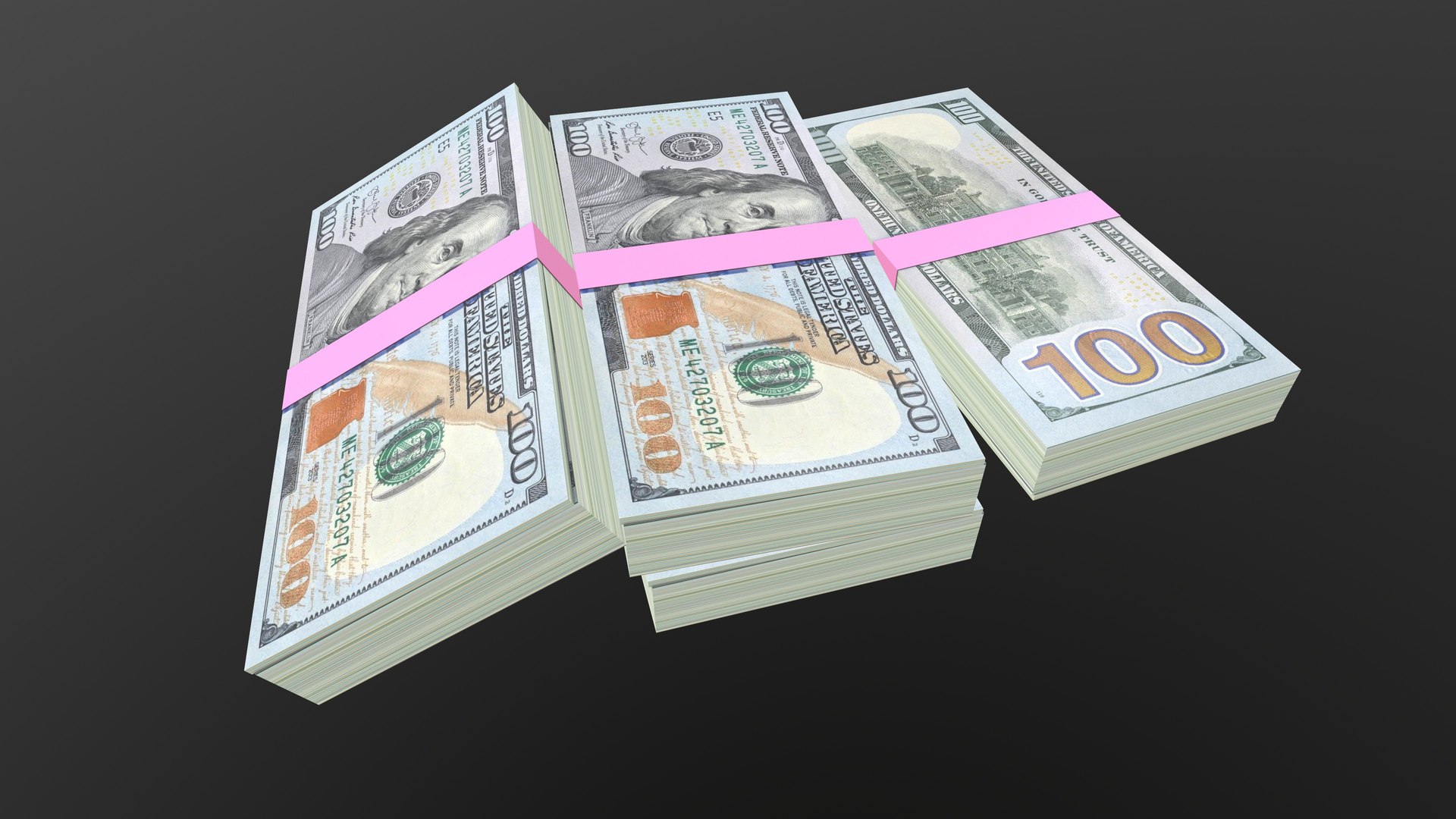 100 Dollar Note Currency Bundle AR VR PBR 3D Model - TurboSquid 2007466
