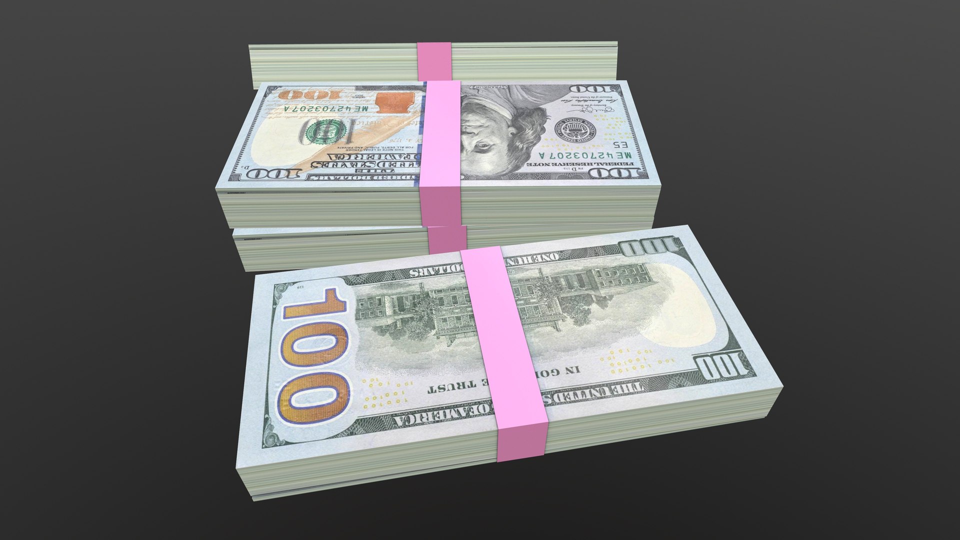 100 Dollar Note Currency Bundle AR VR PBR 3D Model - TurboSquid 2007466