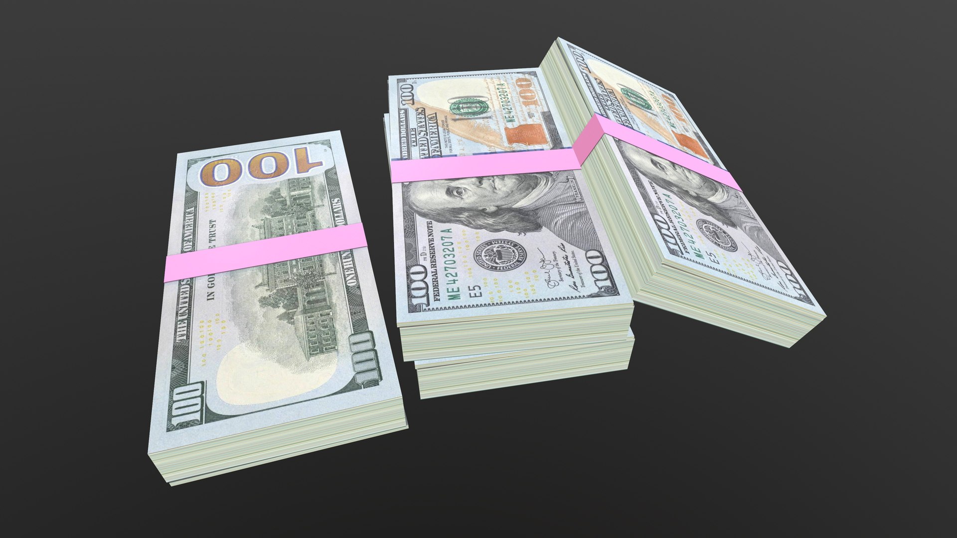 100 Dollar Note Currency Bundle AR VR PBR 3D Model - TurboSquid 2007466