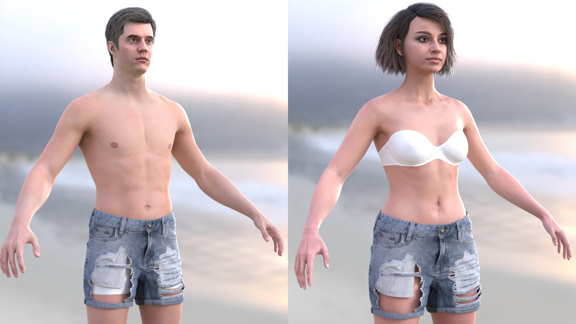 Denim Shorts 83 - All MH Bodies UE5 Skeletons - Rigged Model - TurboSquid 2315789