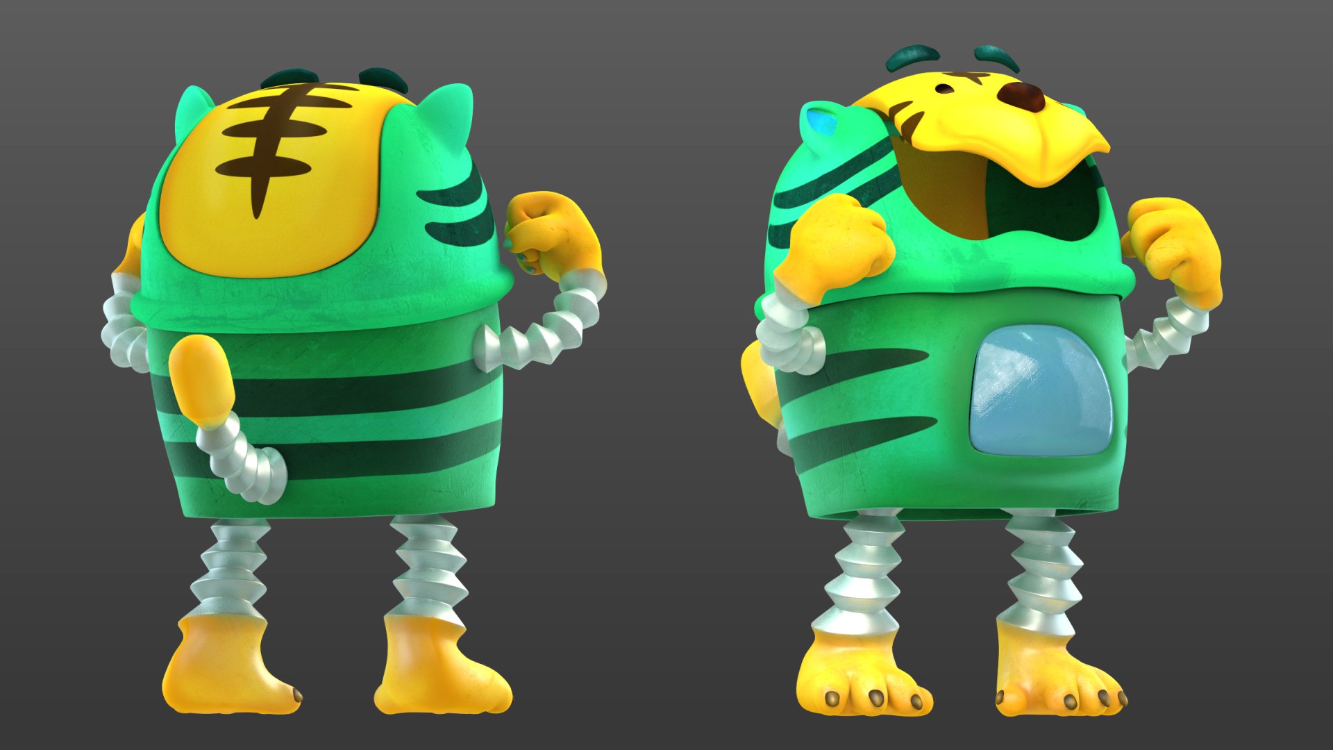 3D Model Cartoon Tiger Waste Basket Character Rigged 3D Model ...