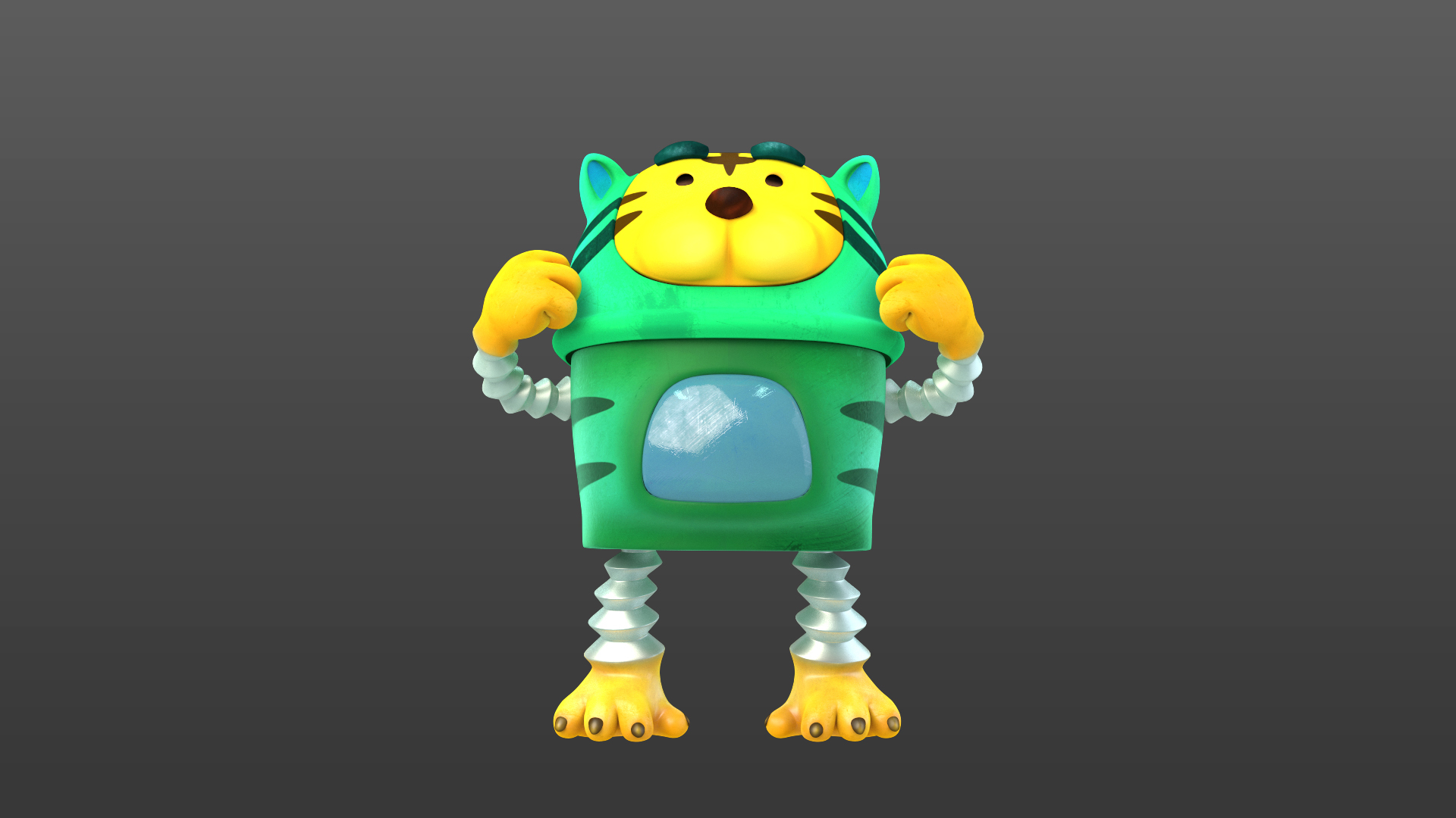 3D Model Cartoon Tiger Waste Basket Character Rigged 3D Model ...