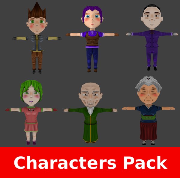 Pacote de Personagens RPG Chibi Modelo 3D - TurboSquid 745093