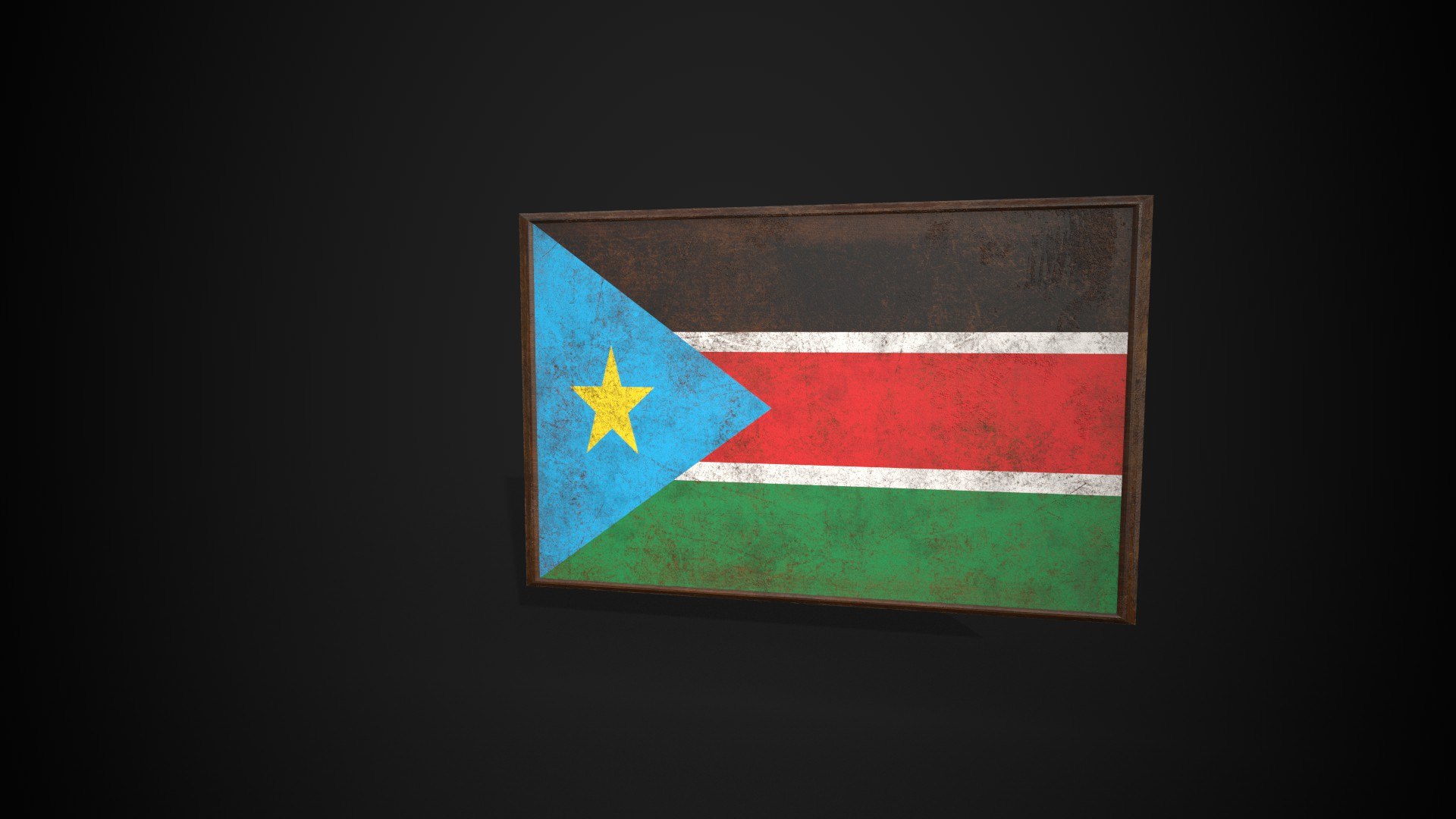 3D Old Picture Frame With South Sudan Flag - Game Ready PBR Low-poly 3D ...