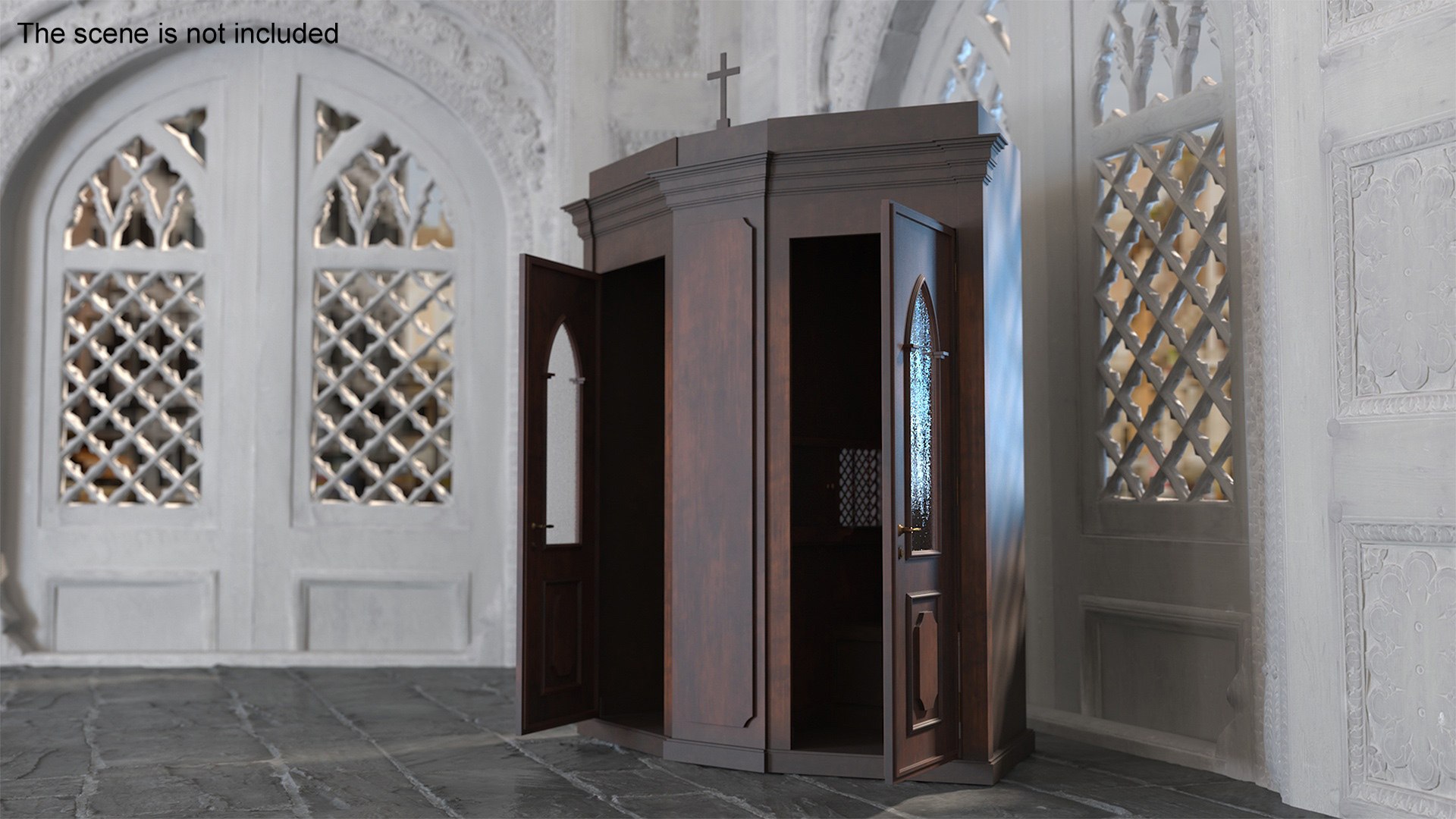 Classic Confessional Booth Dark Wood Model - TurboSquid 2240422