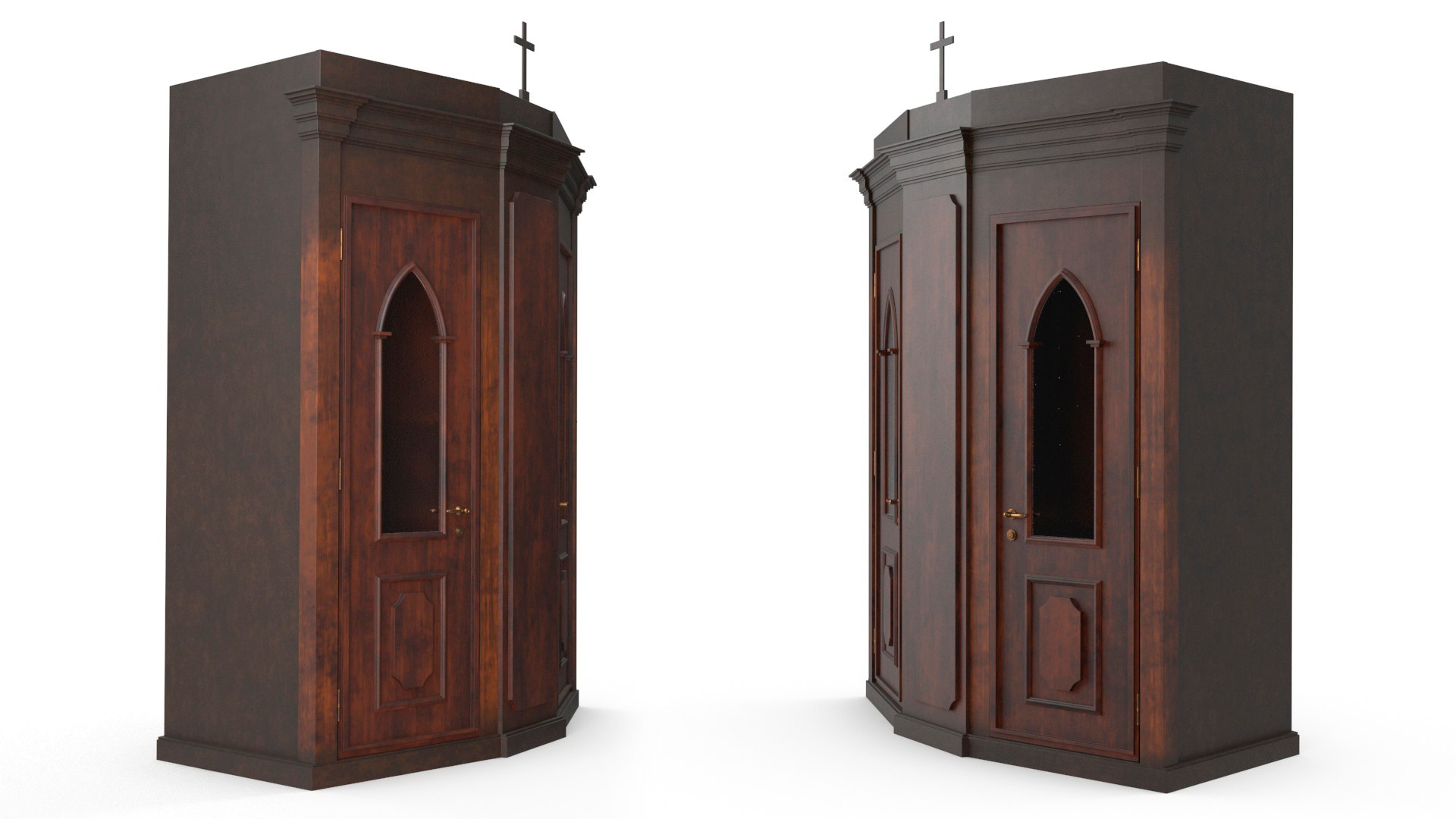 Classic Confessional Booth Dark Wood Model - TurboSquid 2240422