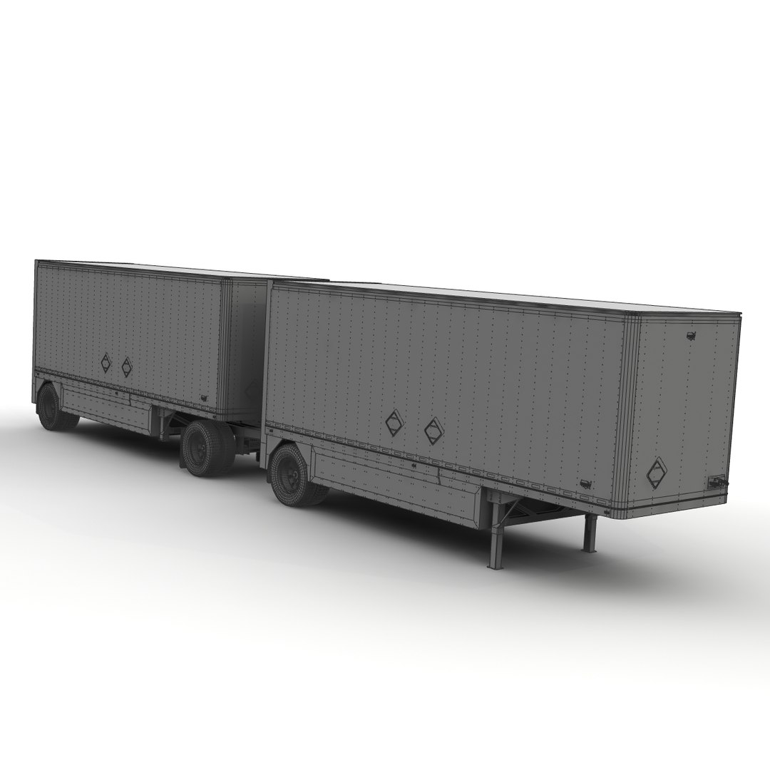3d Model Double Pup Trailer 28ft