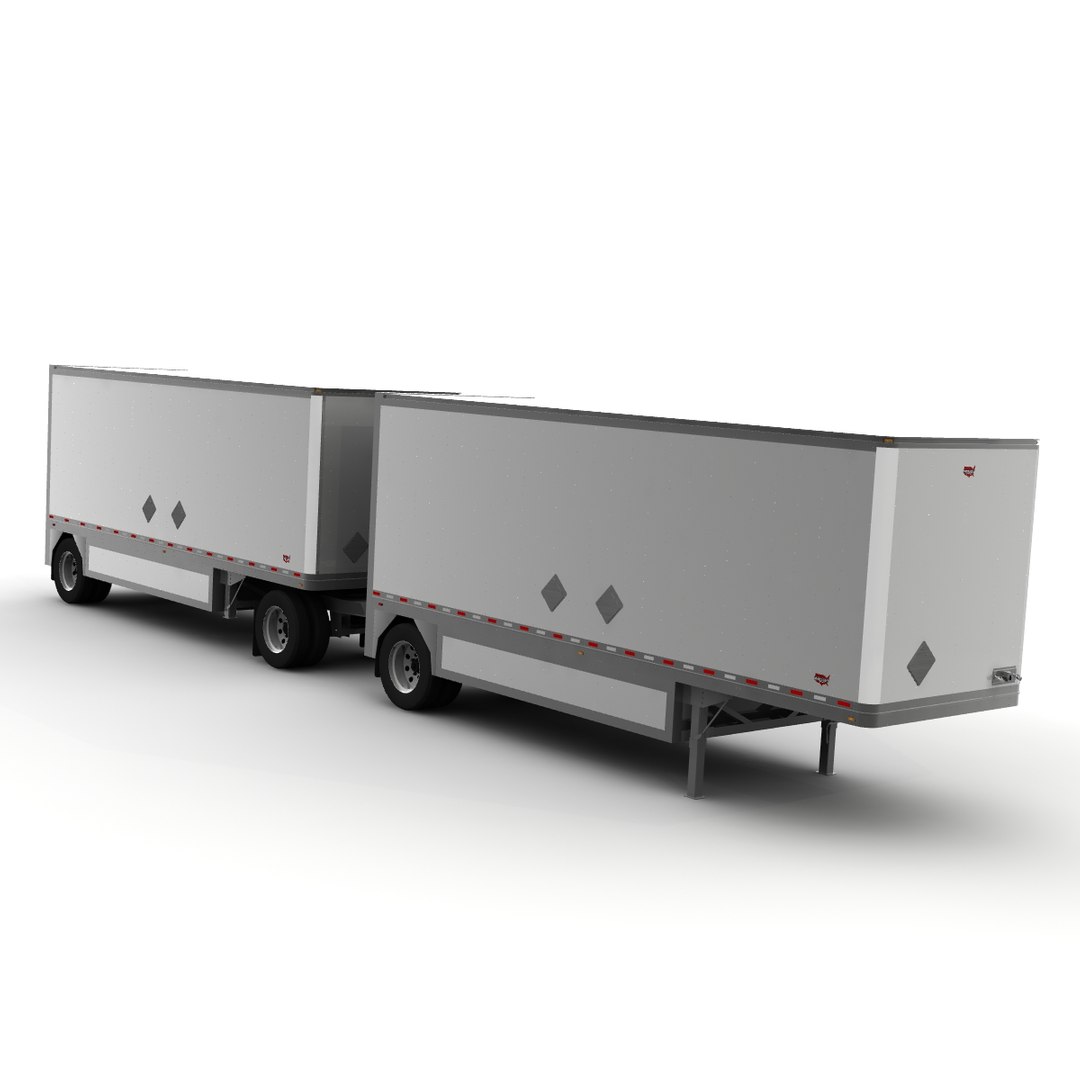 3d Model Double Pup Trailer 28ft