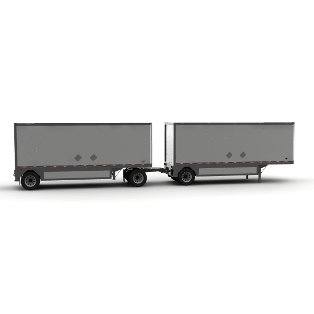 3d Model Double Pup Trailer 28ft