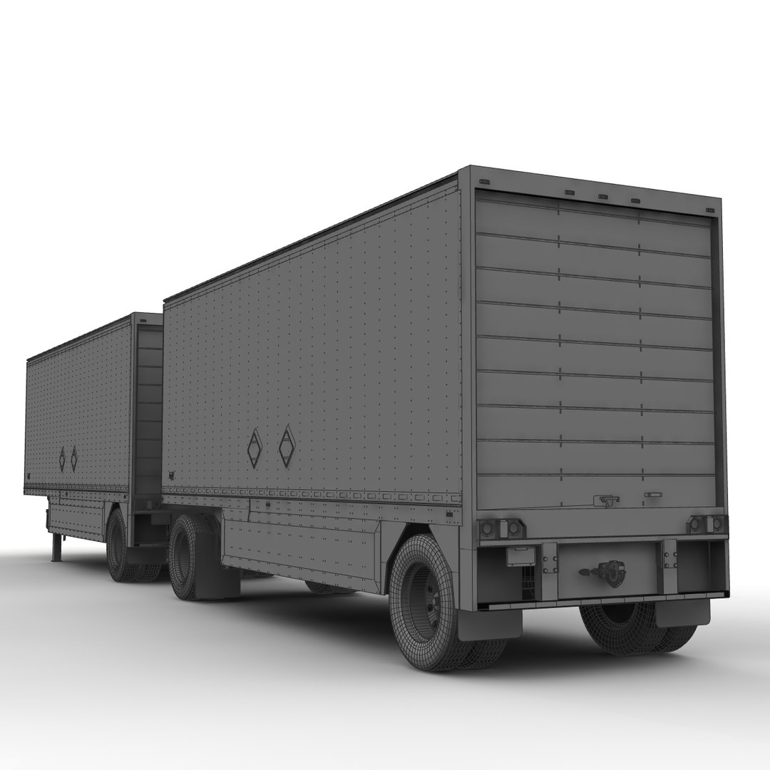 3d Model Double Pup Trailer 28ft
