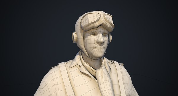 modelo 3d RAF piloto en tiempo real Rigged PBR - TurboSquid 1230473