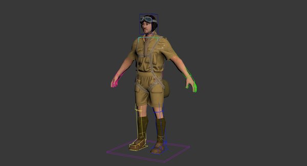 modelo 3d RAF piloto en tiempo real Rigged PBR - TurboSquid 1230473
