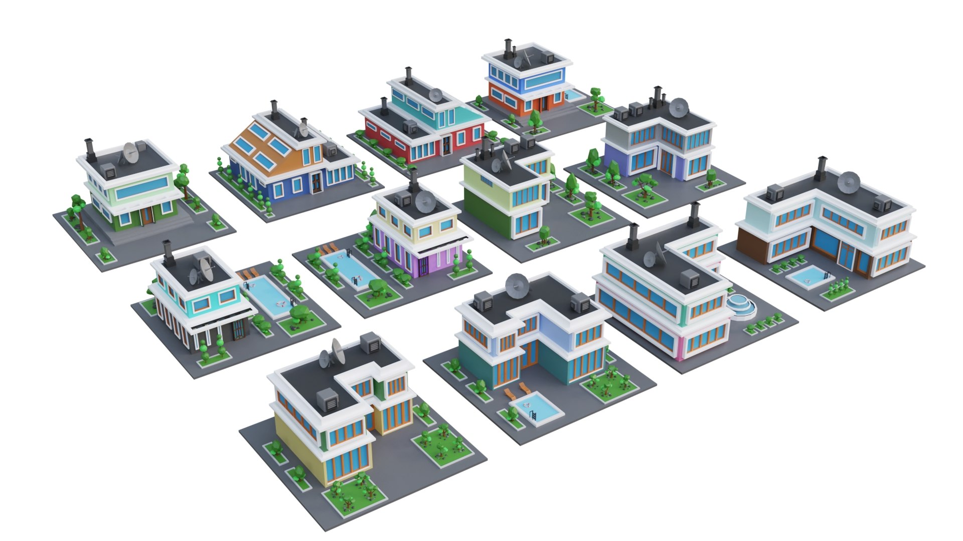 Low Poly House Pack - 12 3D model - TurboSquid 2093521