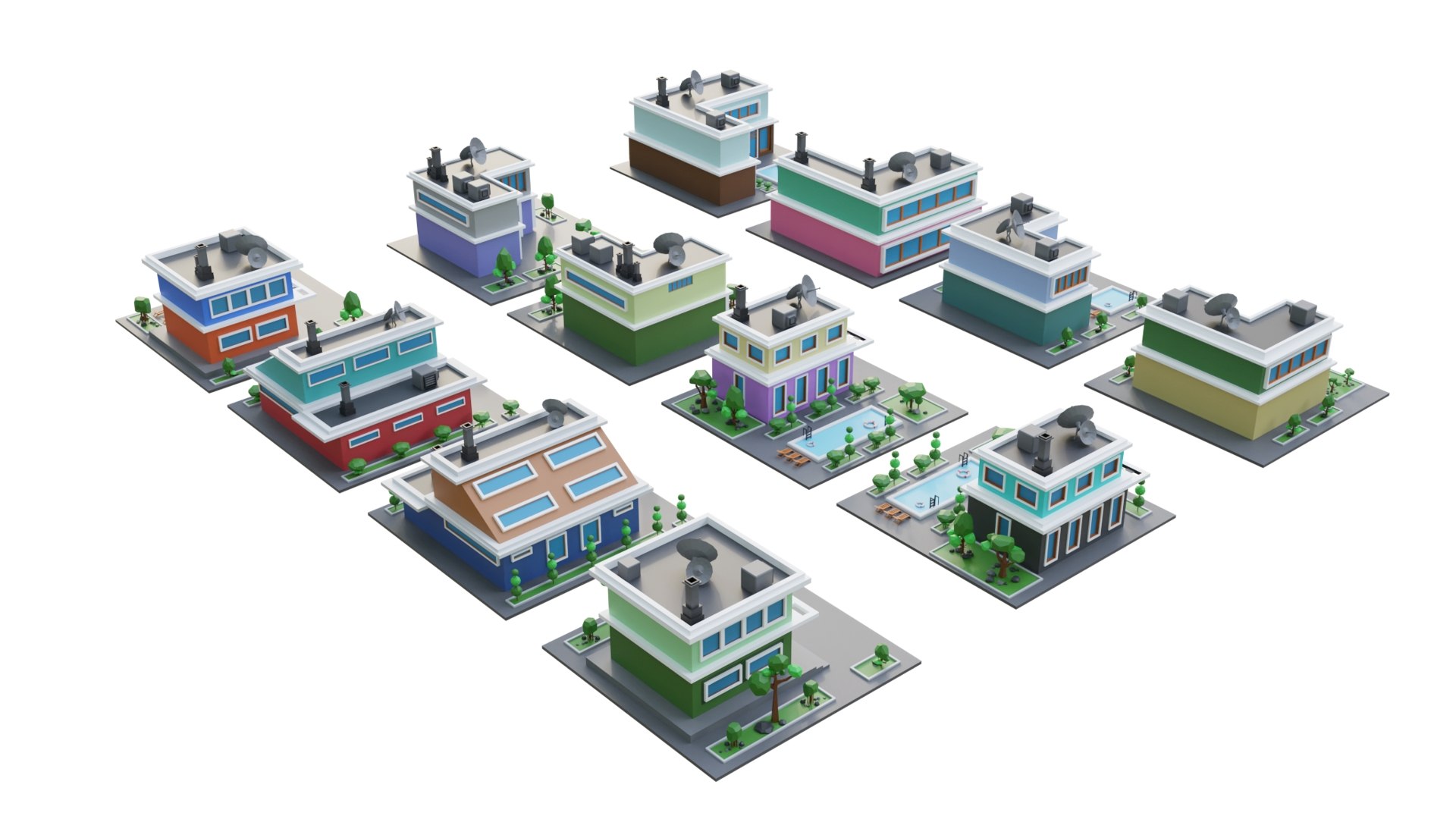 Low Poly House Pack - 12 3D Model - TurboSquid 2093521