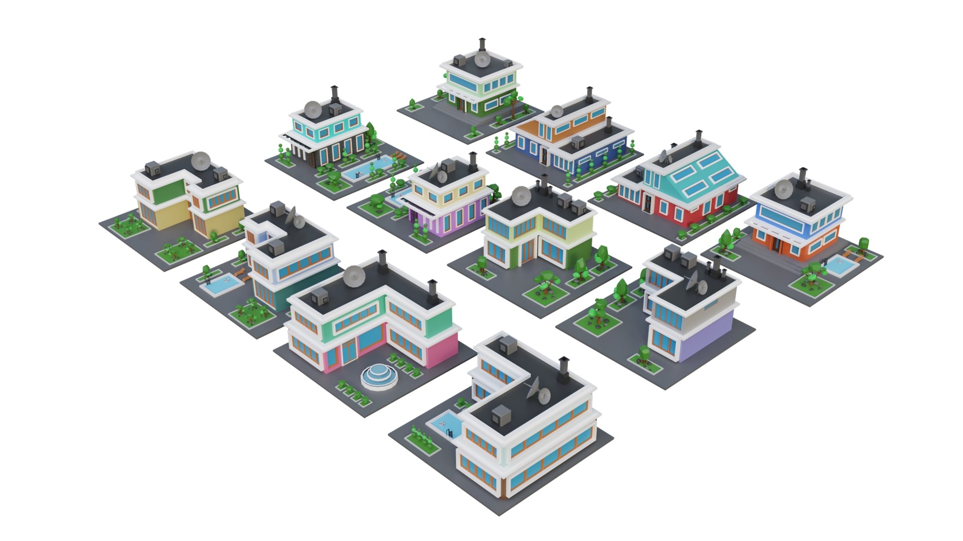 Low Poly House Pack - 12 3D Model - TurboSquid 2093521